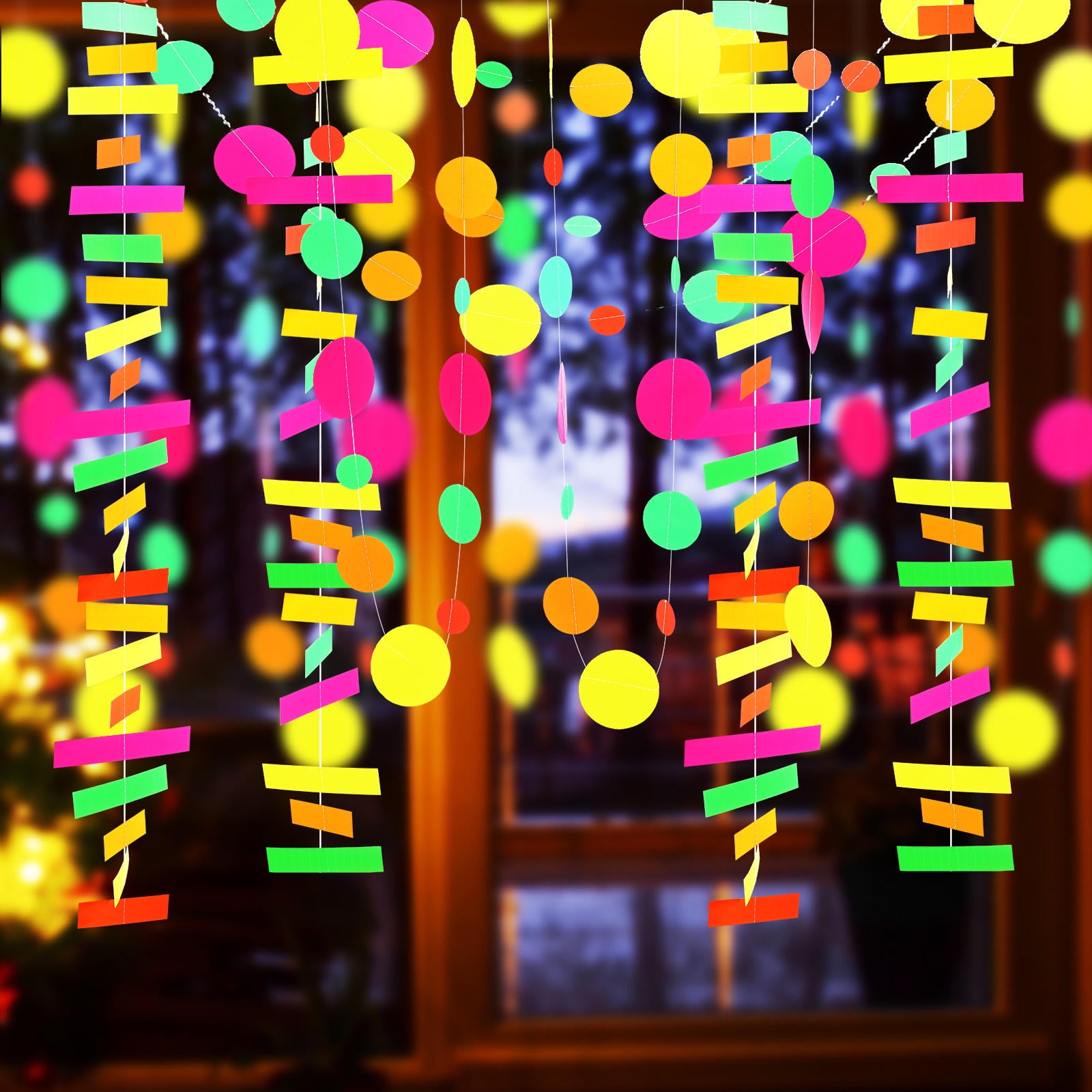 OUNONA 1 Set Glow In The Dark Swirls Neon Ceiling Hanging Ornaments ...