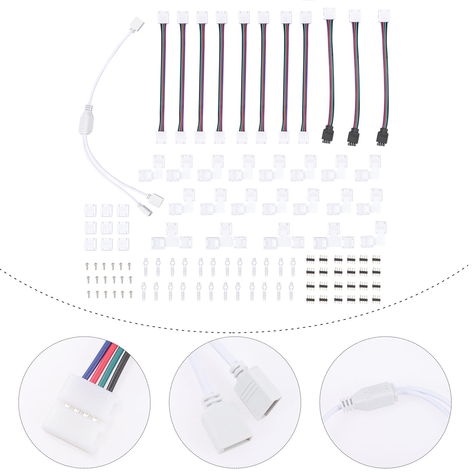 OUNONA 1 Set Led Strip Connector Rgb Light Connector Solderless 4 Pin ...