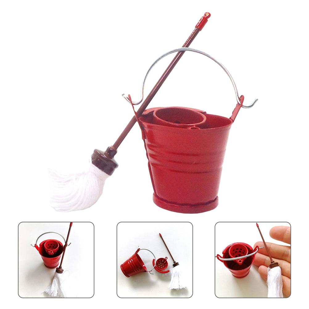 OUNONA 1 Set Miniature Bucket Mop Small House DIY Accessory Set Mini ...