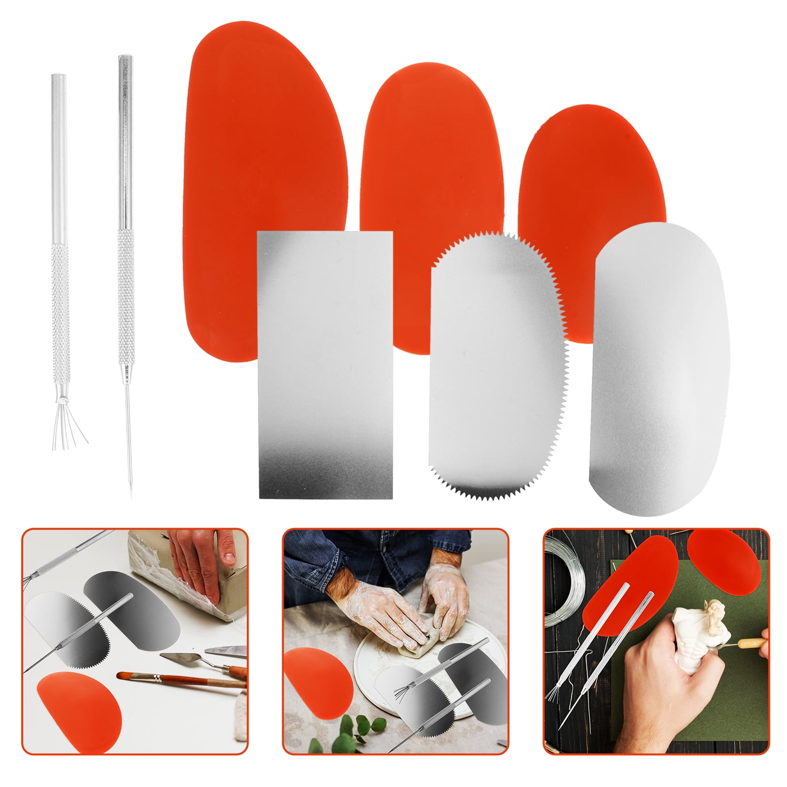 Clay Sculpture Toolkit for Kids 8 Piece Set with Metal Plastic Tools ...
