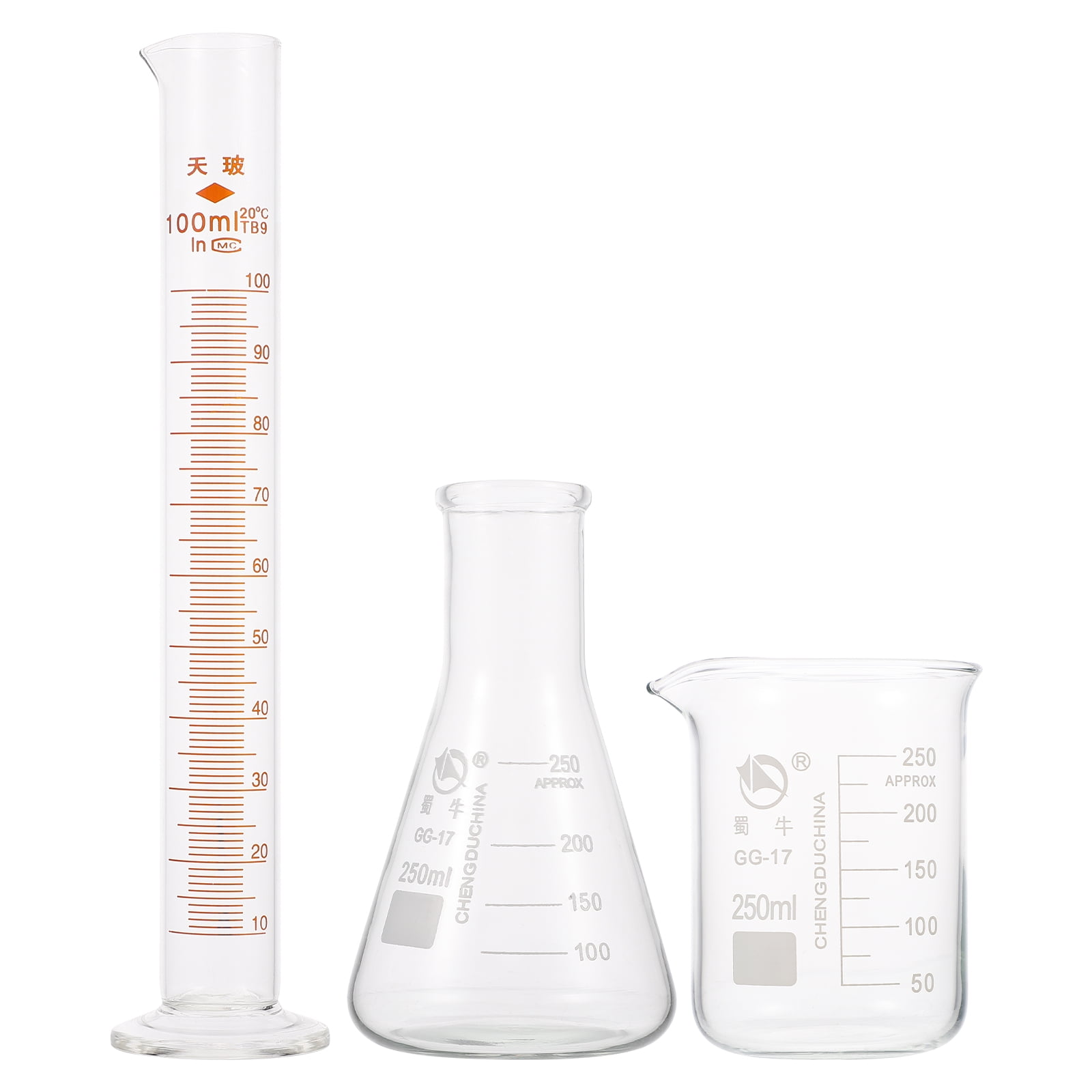 CATIEBYE Laboratory Measuring Device Glass Beaker and Cylinders ...