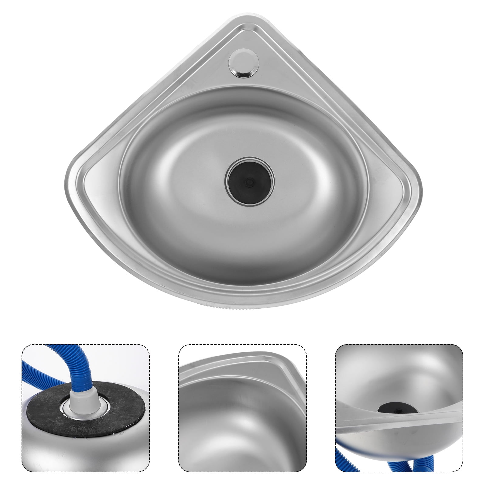 OUNONA 1 Set Stainless Steel Single Bowl Sink Wall-Mounted Triangle ...
