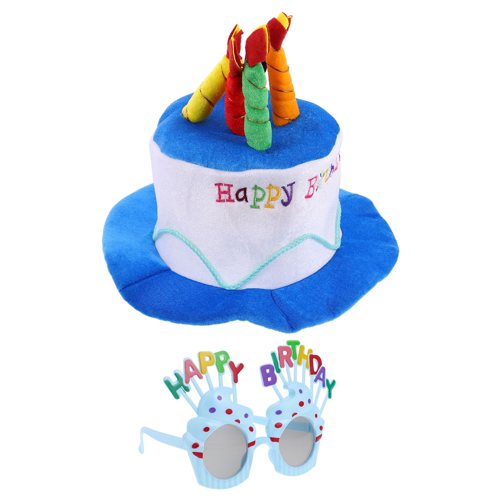 OUNONA 1 Set Unisex Birthday Cake Hat with Multicolor Candles Funny ...