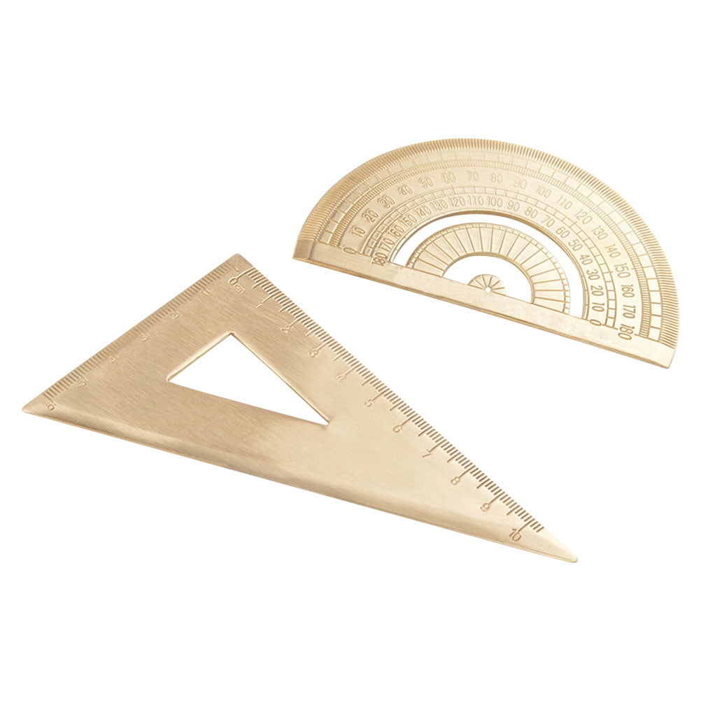 OUNONA 1 Set of Geometry Measurement Ruler Golden Color Triangle Ruler ...