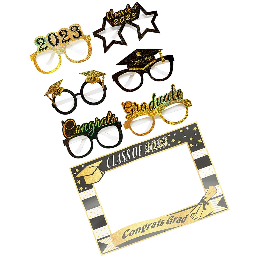 OUNONA 1 set of Graduation Glasses 2023 Grad Paper Photo Booth Frame ...