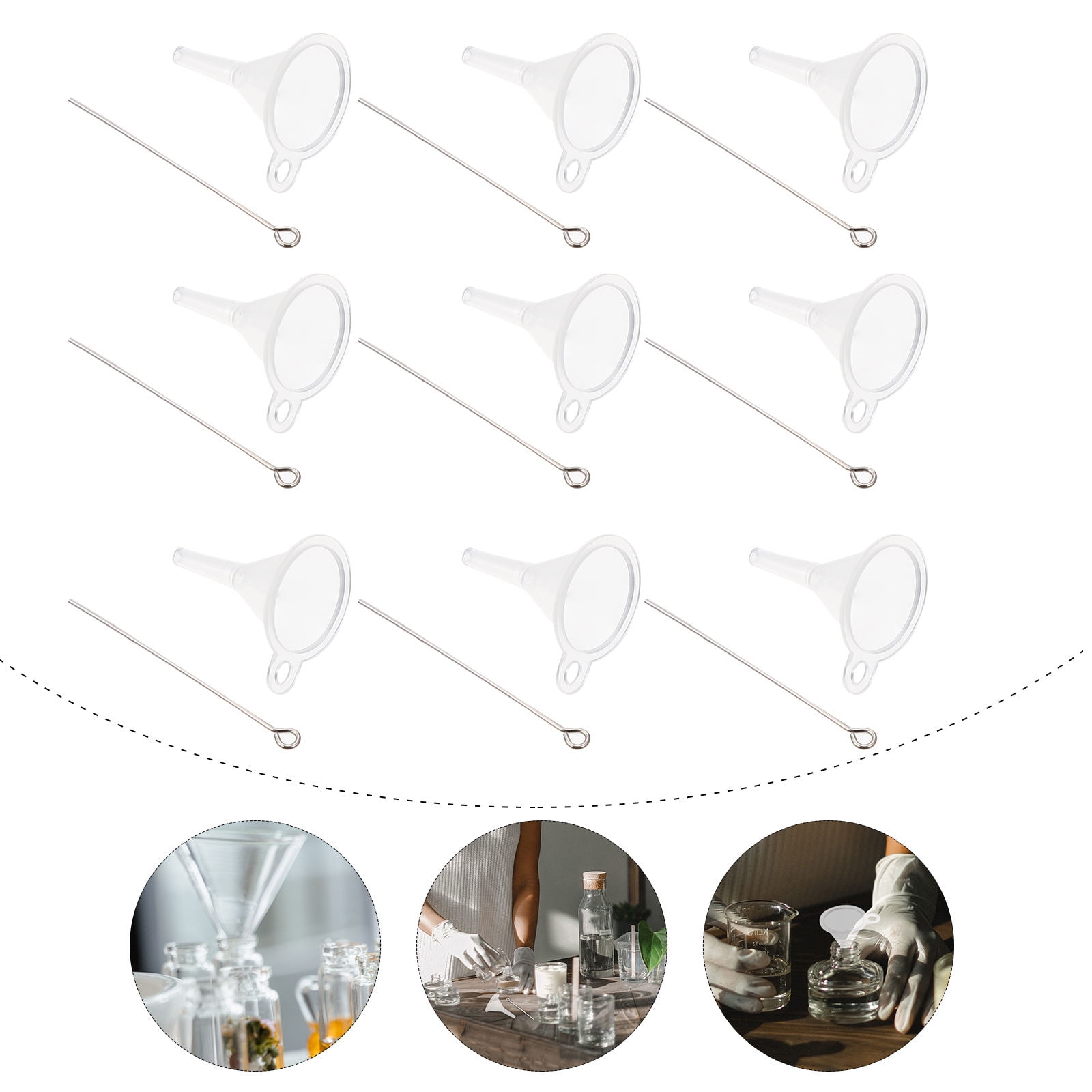 OUNONA 10 Sets Transparent Cone Shaped Funnels for Transferring Perfume ...