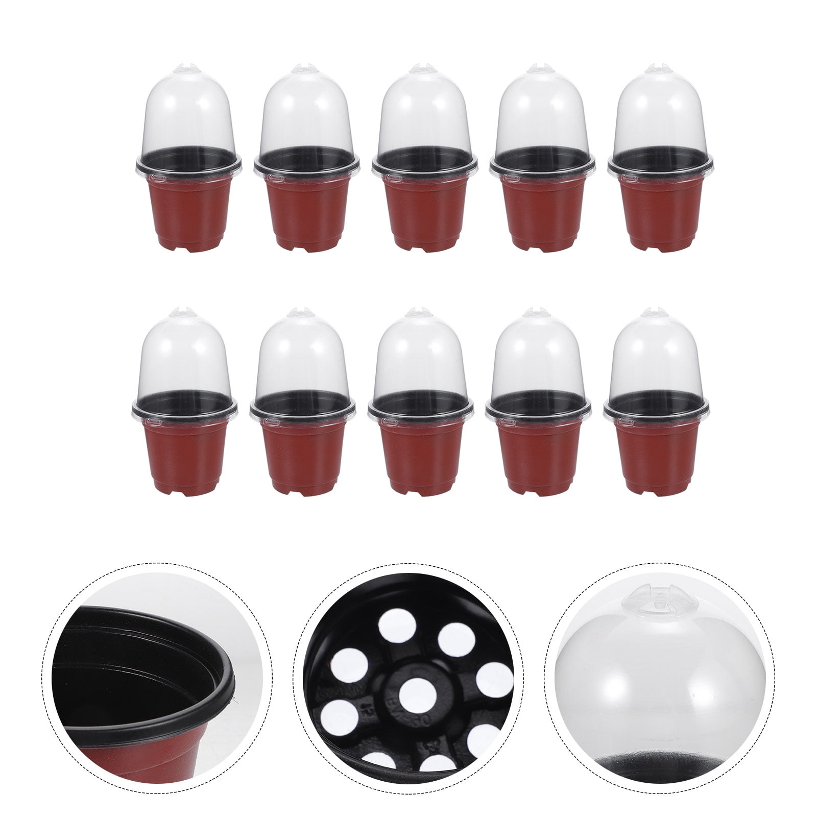 OUNONA 10 Sets of Flower Nursery Pots Garden Flower Planting Pots Plant Nursery Pot with Dome ...