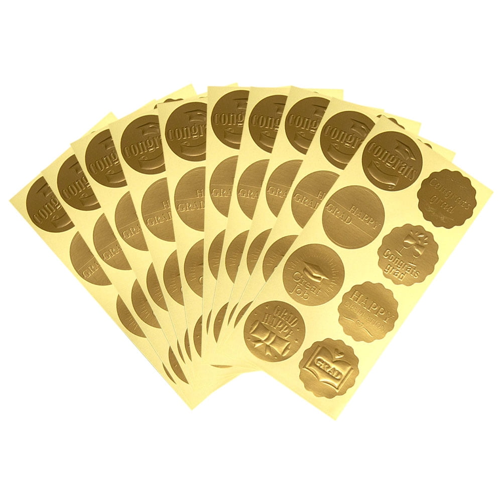 OUNONA 10 Sheets of Embossed Graduation Stickers Congrats Graduation ...