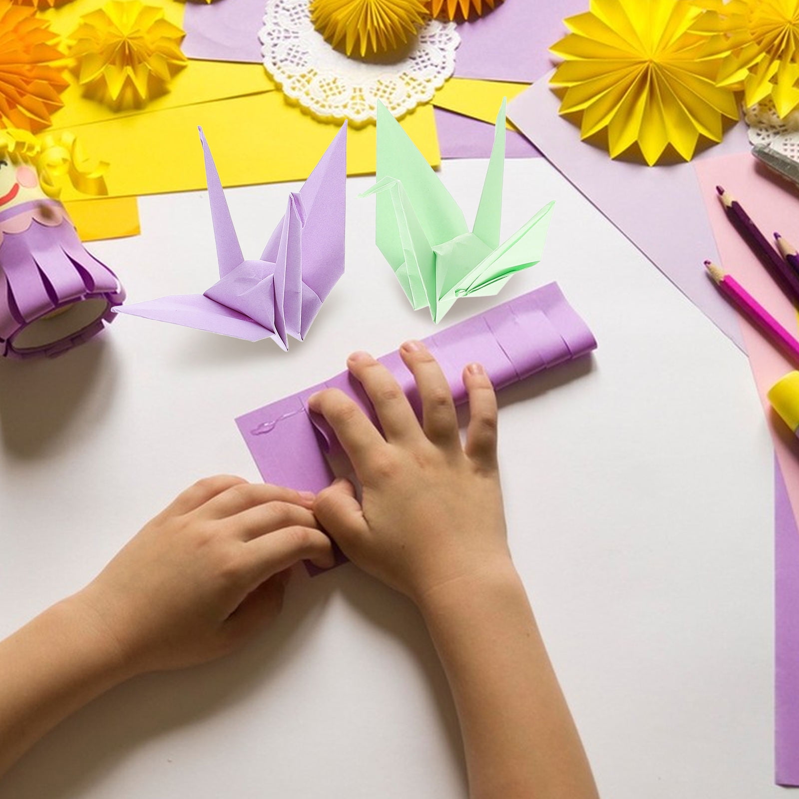 OUNONA 100 Pcs Children Colored Copy Paper Kindergarten Hand Craft ...