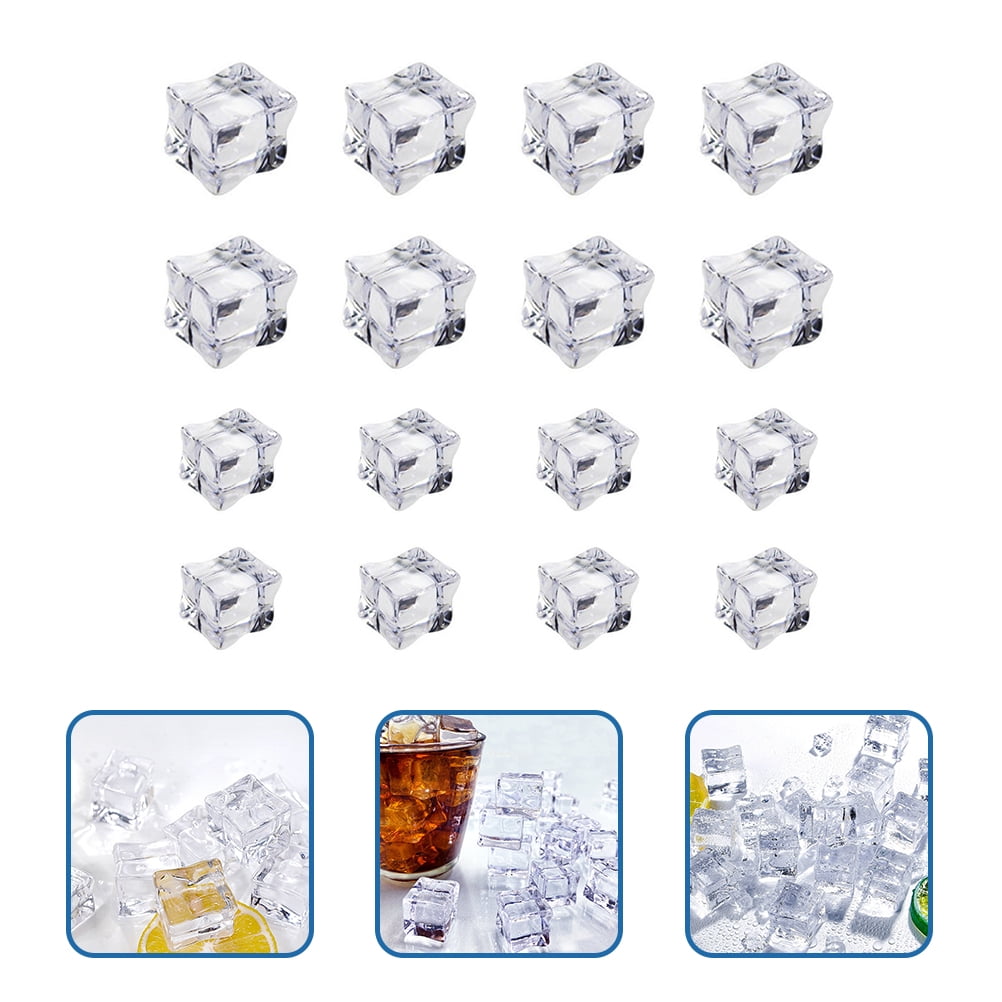 OUNONA 100 Pcs Fake Ice Cubes Reusable Ice Cubes Artificial Acrylic ...