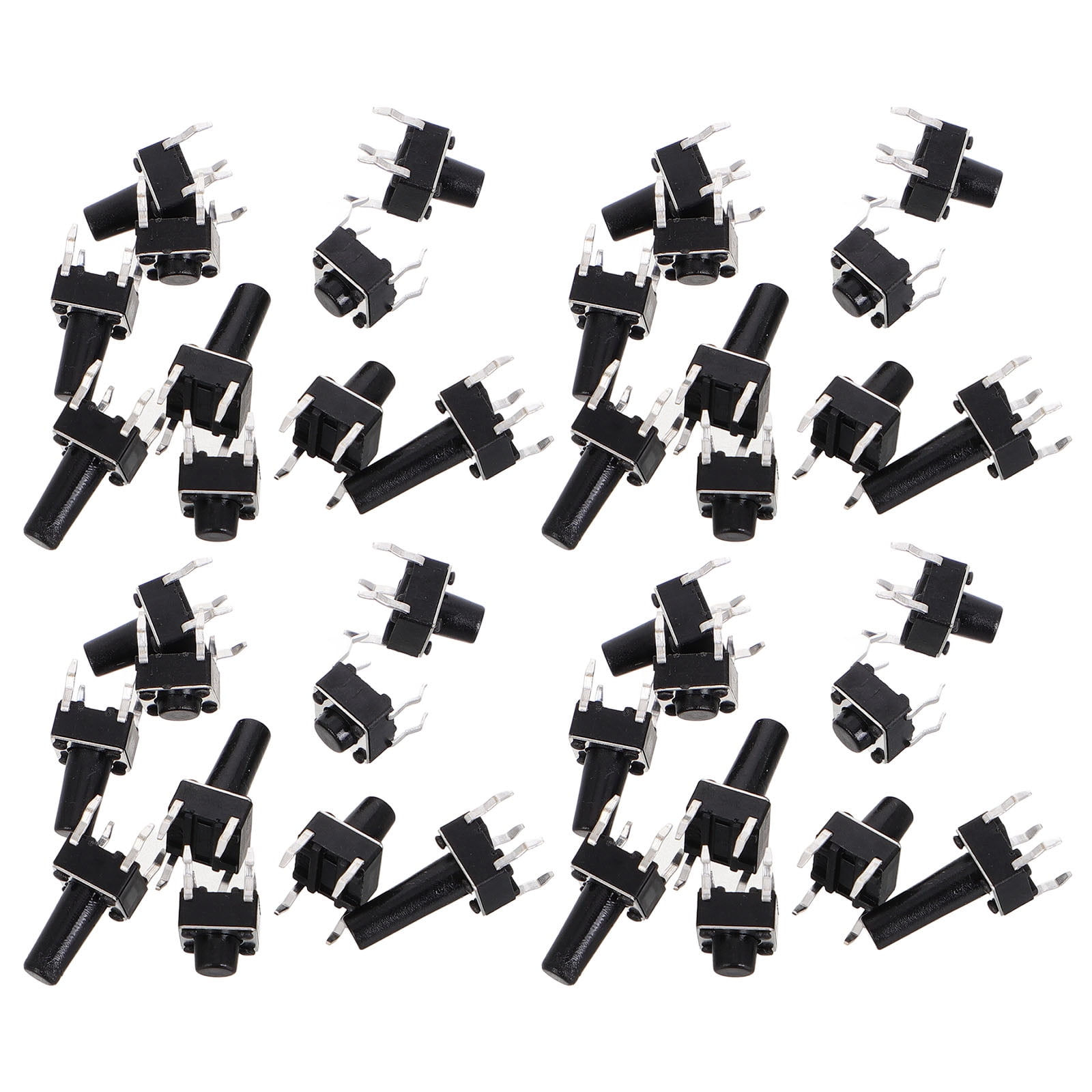 CATIEBYE 100Pcs Tactile Push Button Switch Kit Black Metal Plastic for ...