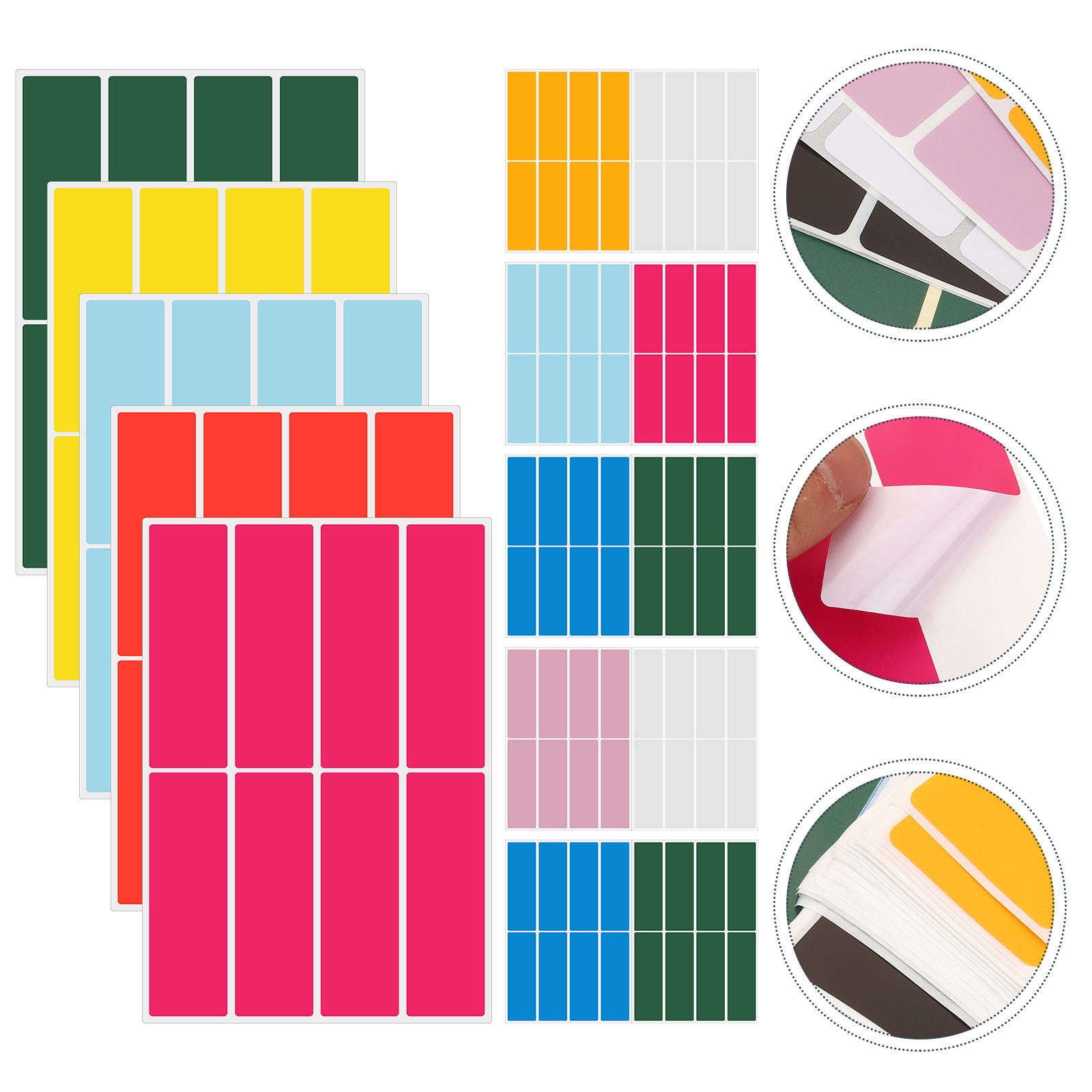 OUNONA 100 Sheets Locker Name Tags Sticky Labels Removable Fluorescent ...