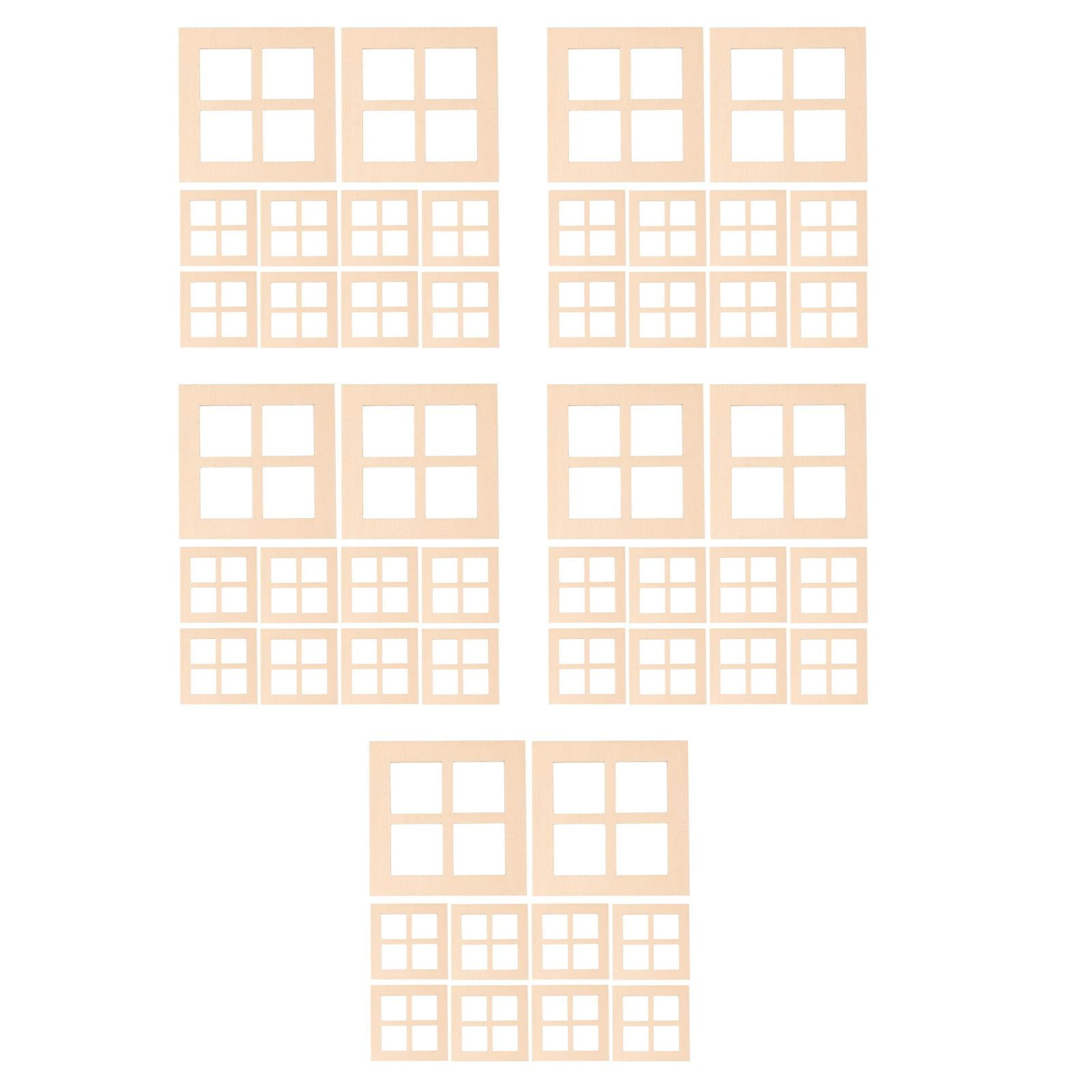 OUNONA Raindrops 100 pcs Mini Wooden Window Frames 1:12 Scale Tiny ...