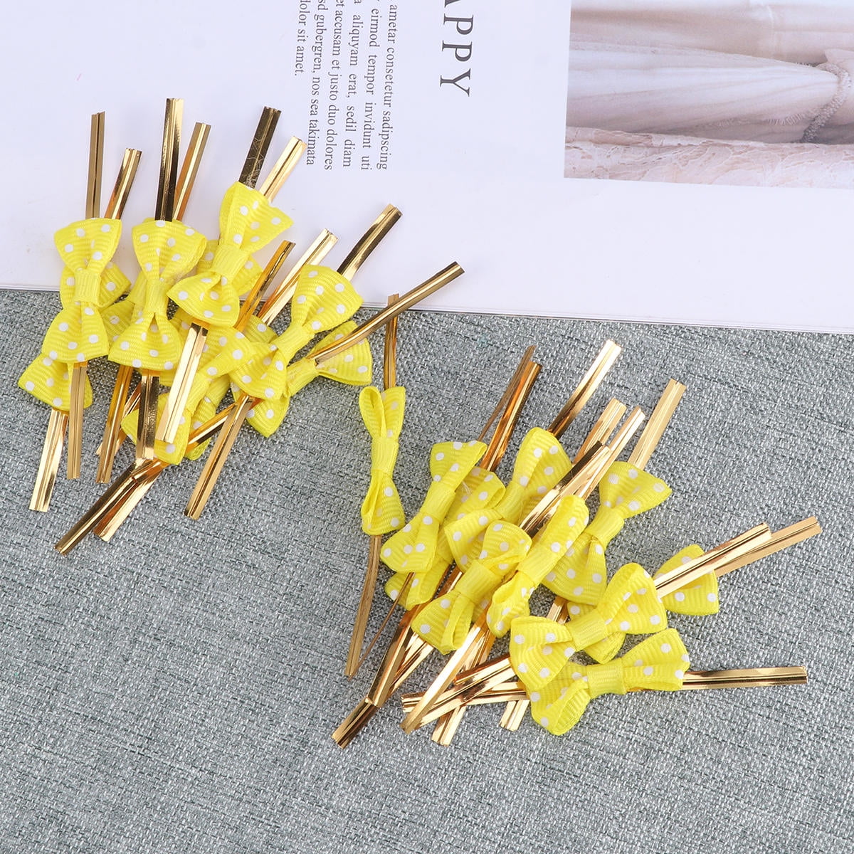 OUNONA 100PCS Sealing Ribbon Yellow Dot Bow for Bows for Cake and Treat ...