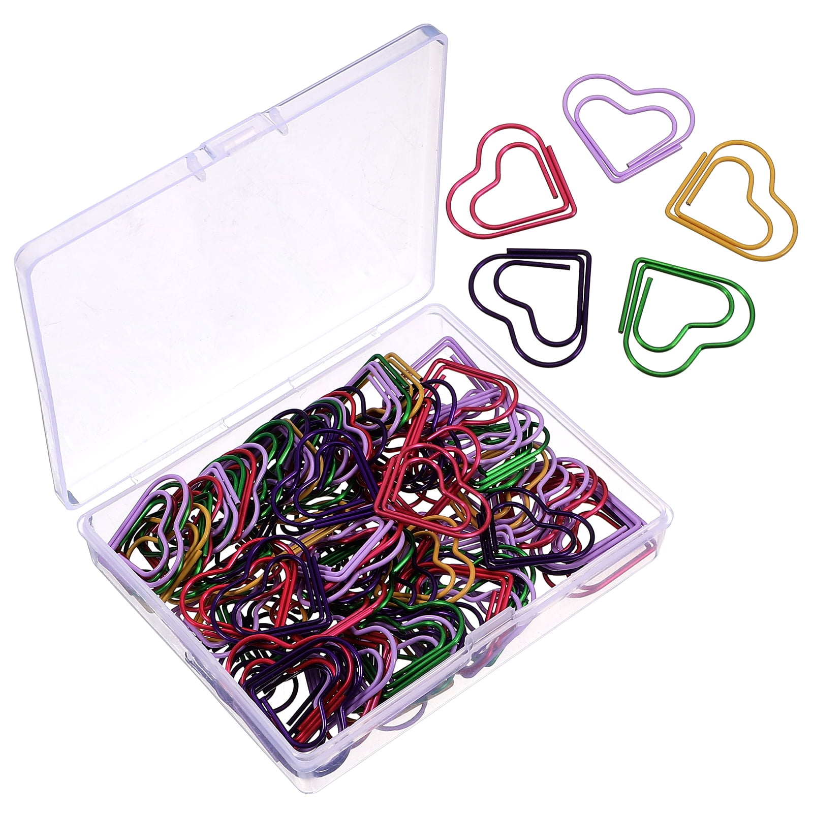 OUNONA 100Pcs Cute Heart Paper Clips Multi-use Paper Clips File Clips ...