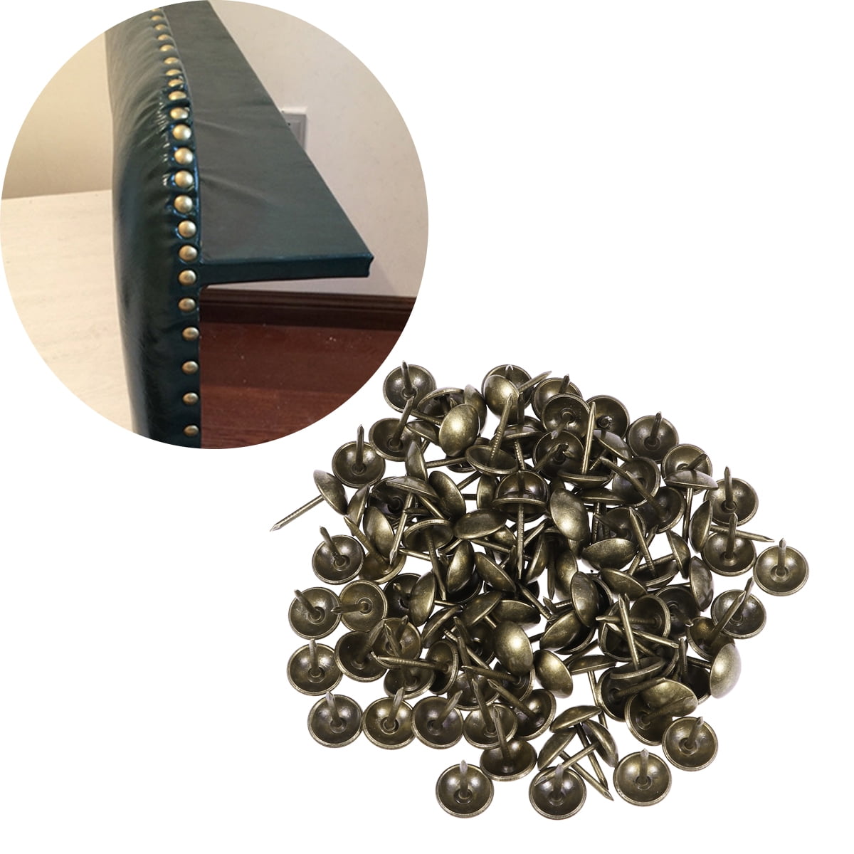 OUNONA 100pcs 11x17mm Vintage Round Domed Head Upholstery Nails Tacks ...