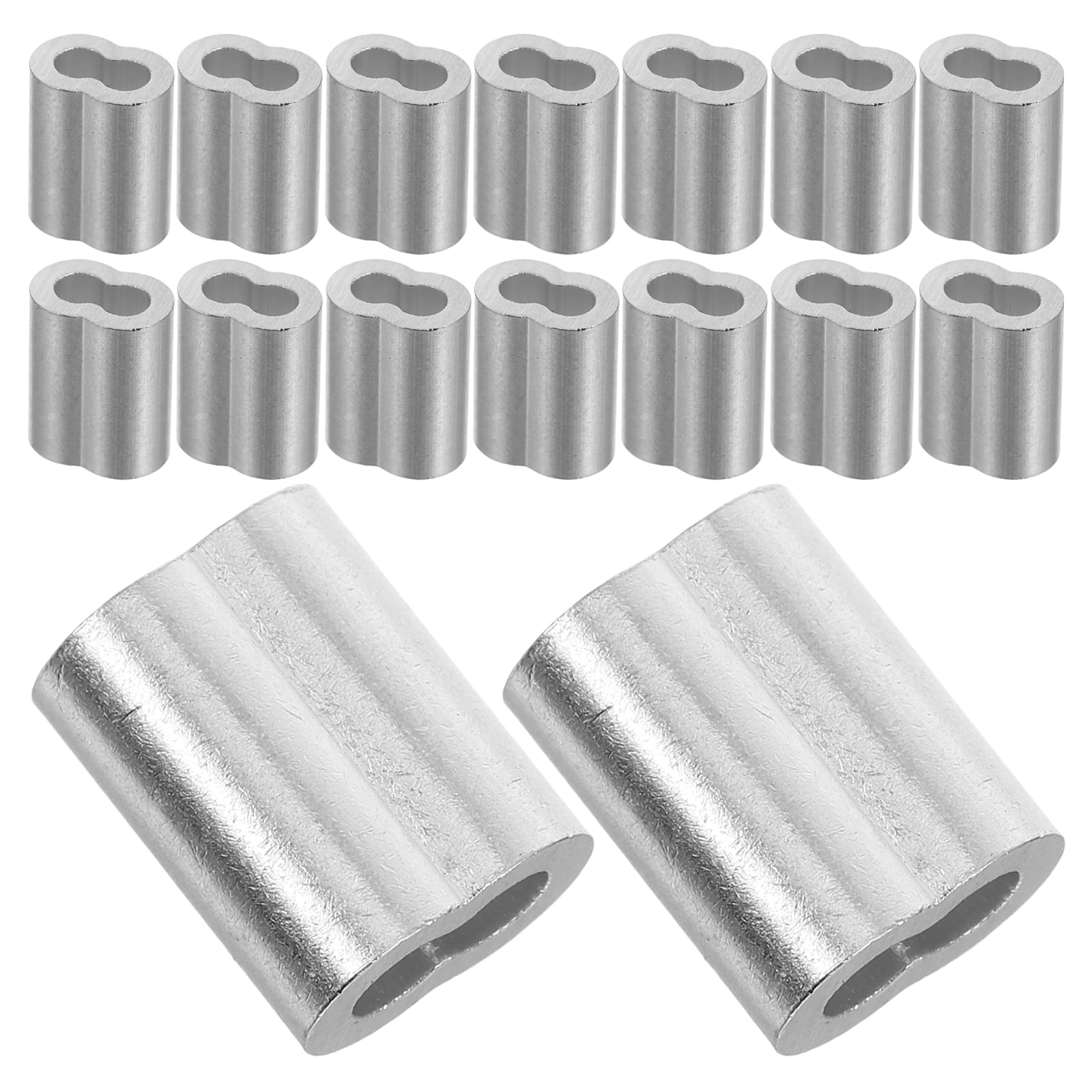 OUNONA 100pcs Aluminum 8-Shaped Crimp Sleeves Double Hole Crimping Loop ...