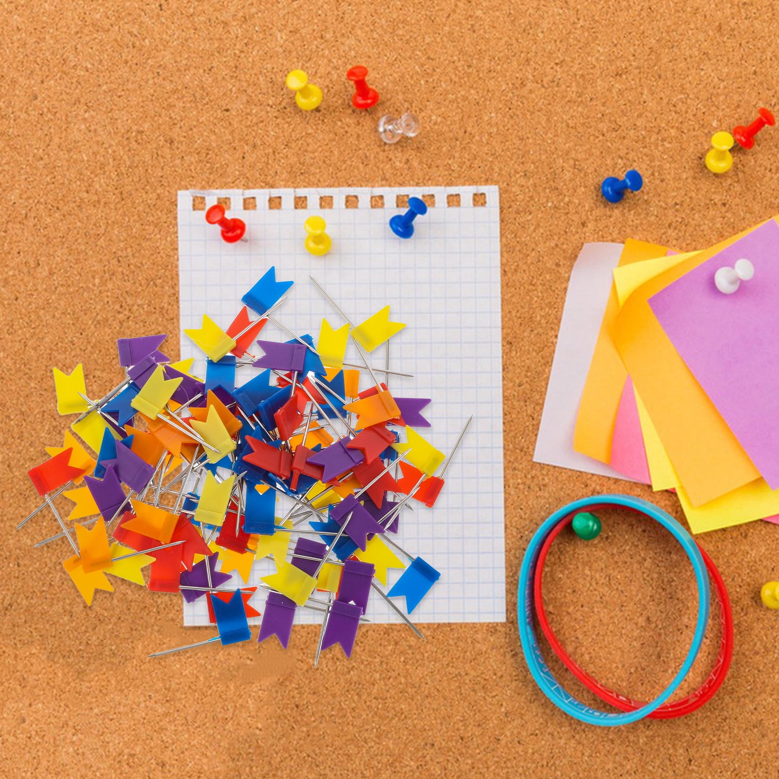 OUNONA 100pcs Flag Push Pins Thumbtacks Decorative Pushpins for Cork ...