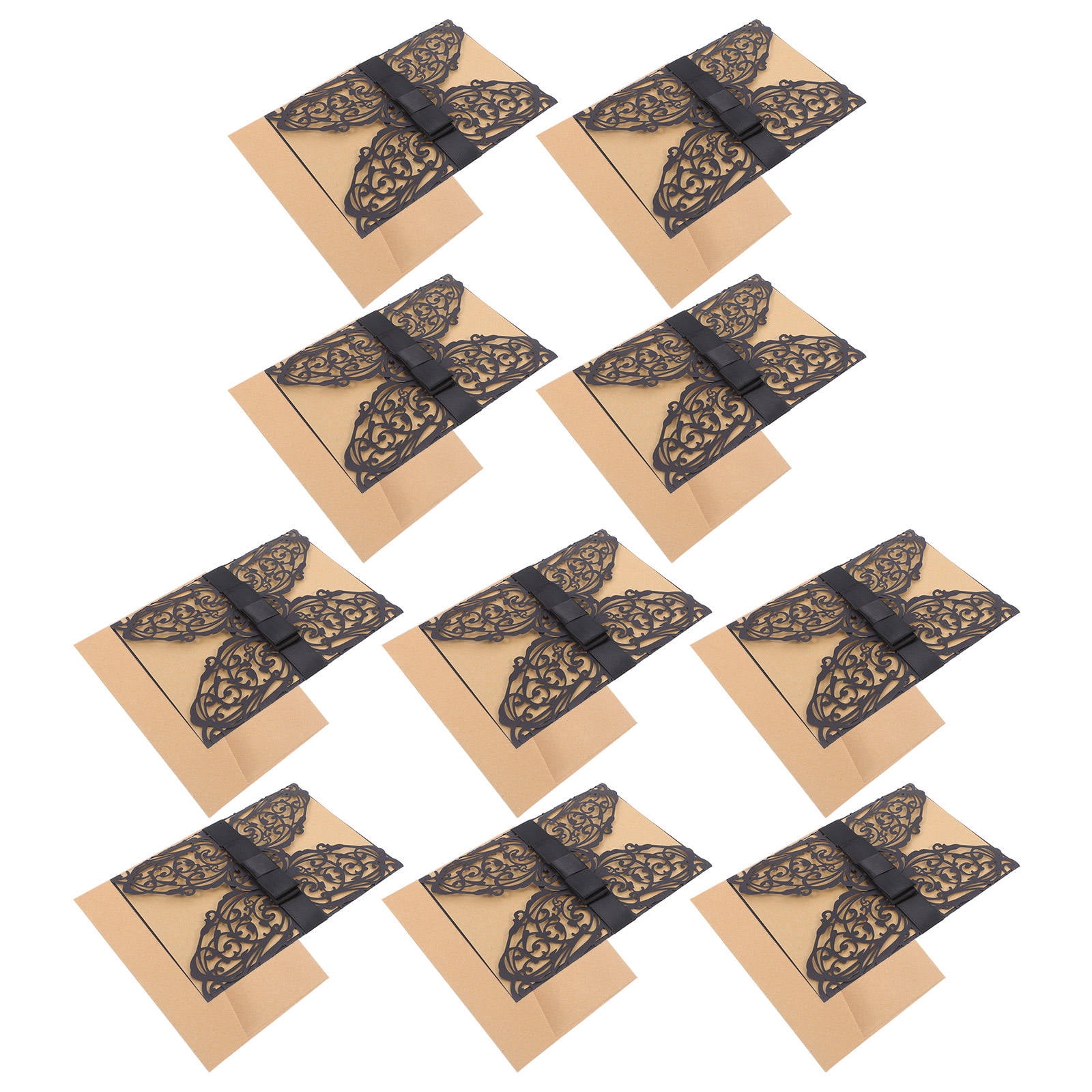 OUNONA 10Pcs Black Floral Cut Paper Invitation Cards Elegant Hollow-Out ...