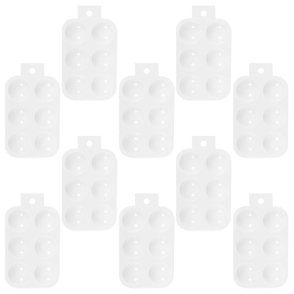 OUNONA 10Pcs Plastic Paint Pallets 6 Well Rectangular Paint Tray ...