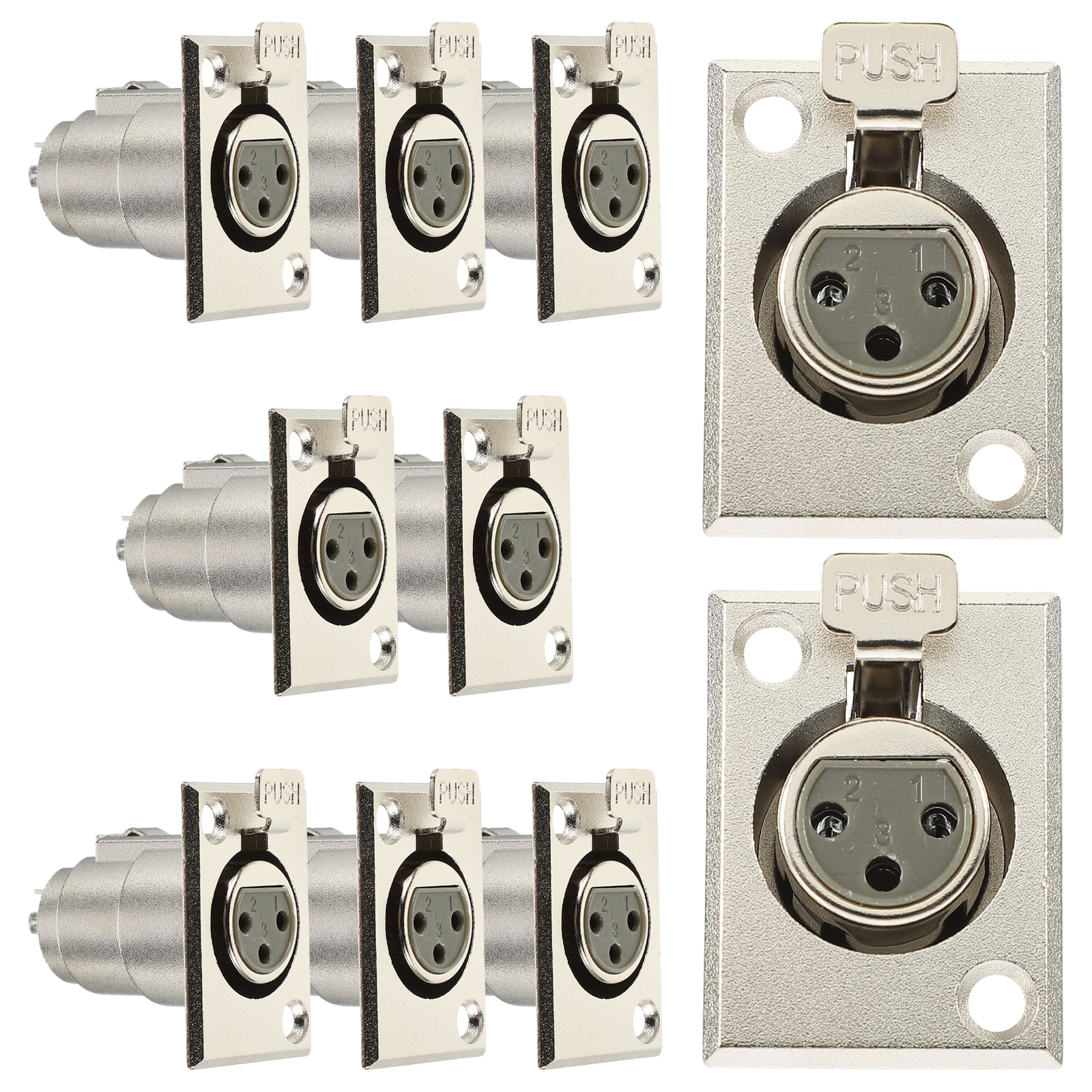 OUNONA 10pcs 3-Pin Female Socket Metal Panel Mount Chassis Microphone ...