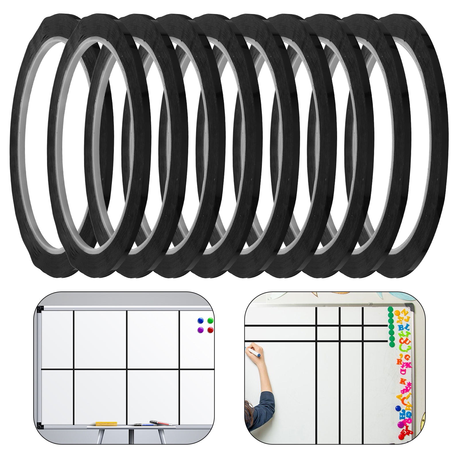 OUNONA 10pcs Black Strip Tape Dry Erase Board Strip Thin Washi Tape for ...