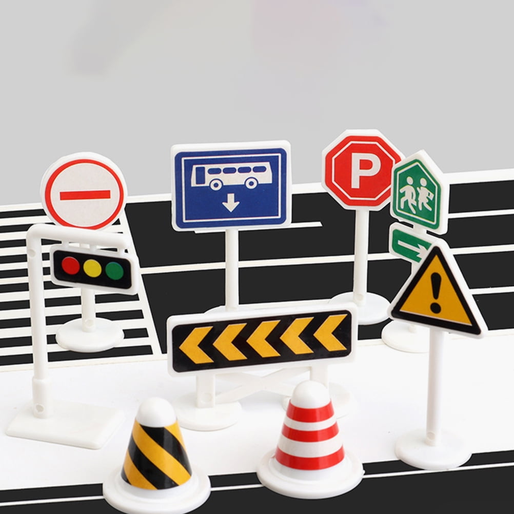 OUNONA 10pcs City Traffic Scene Barricade Road Signs Models Road Signs ...