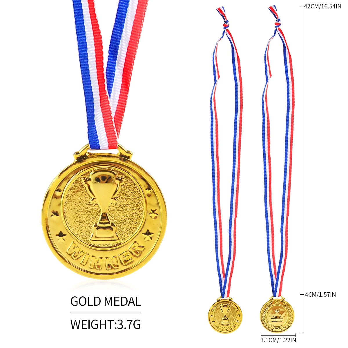 OUNONA 10pcs Gold Medals For Kids Gold Plastic Winner Award Medals ...