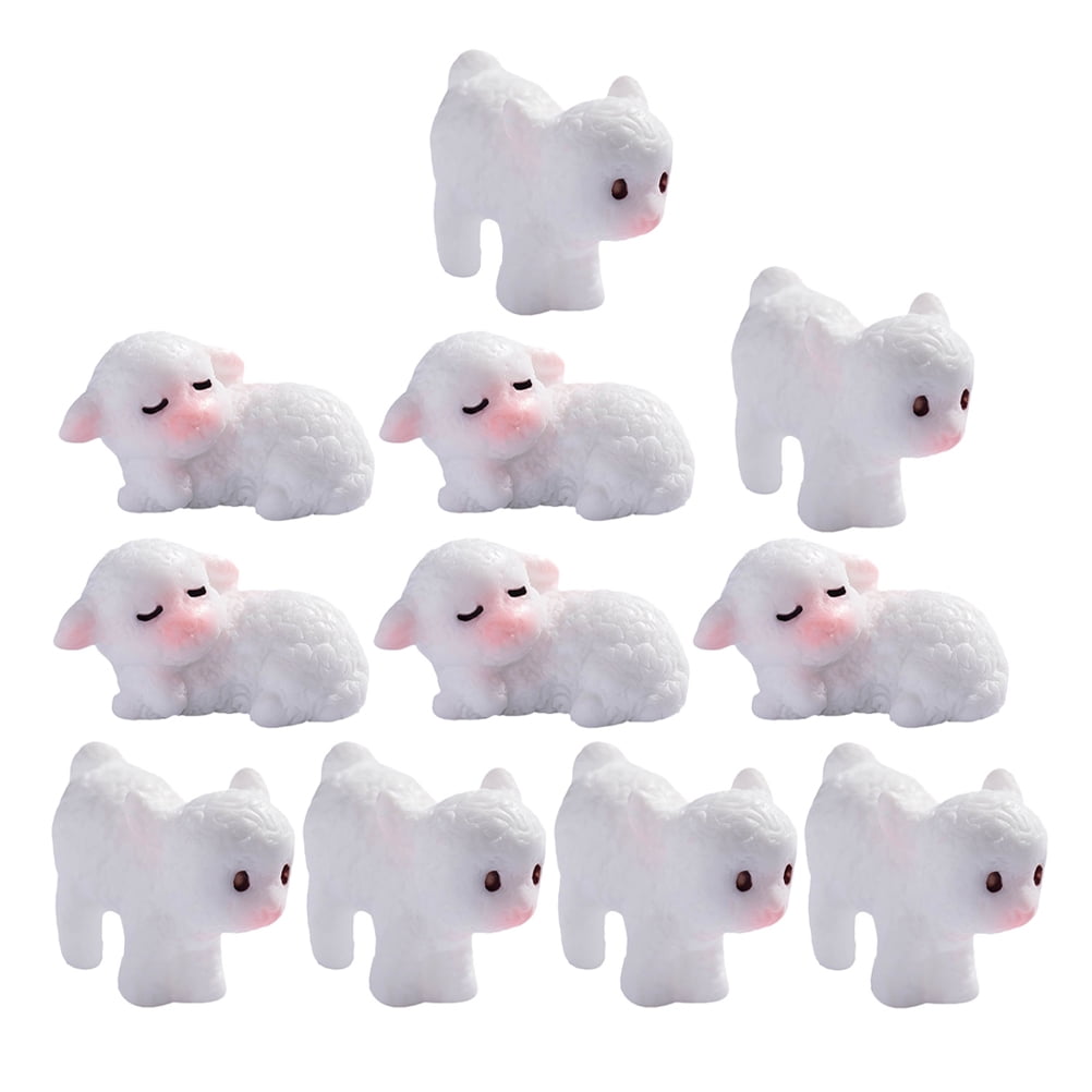 OUNONA 10pcs Mini Sheep Figures Resin Tiny Animal Figurines Cake Topper ...