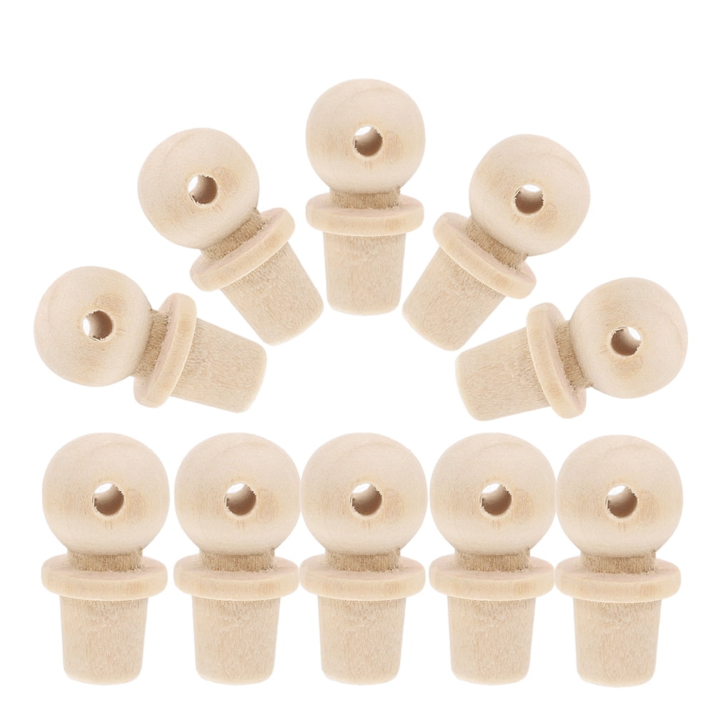 OUNONA 10pcs Small Wooden Finials For Crafting Unfinished Wood Cap For ...
