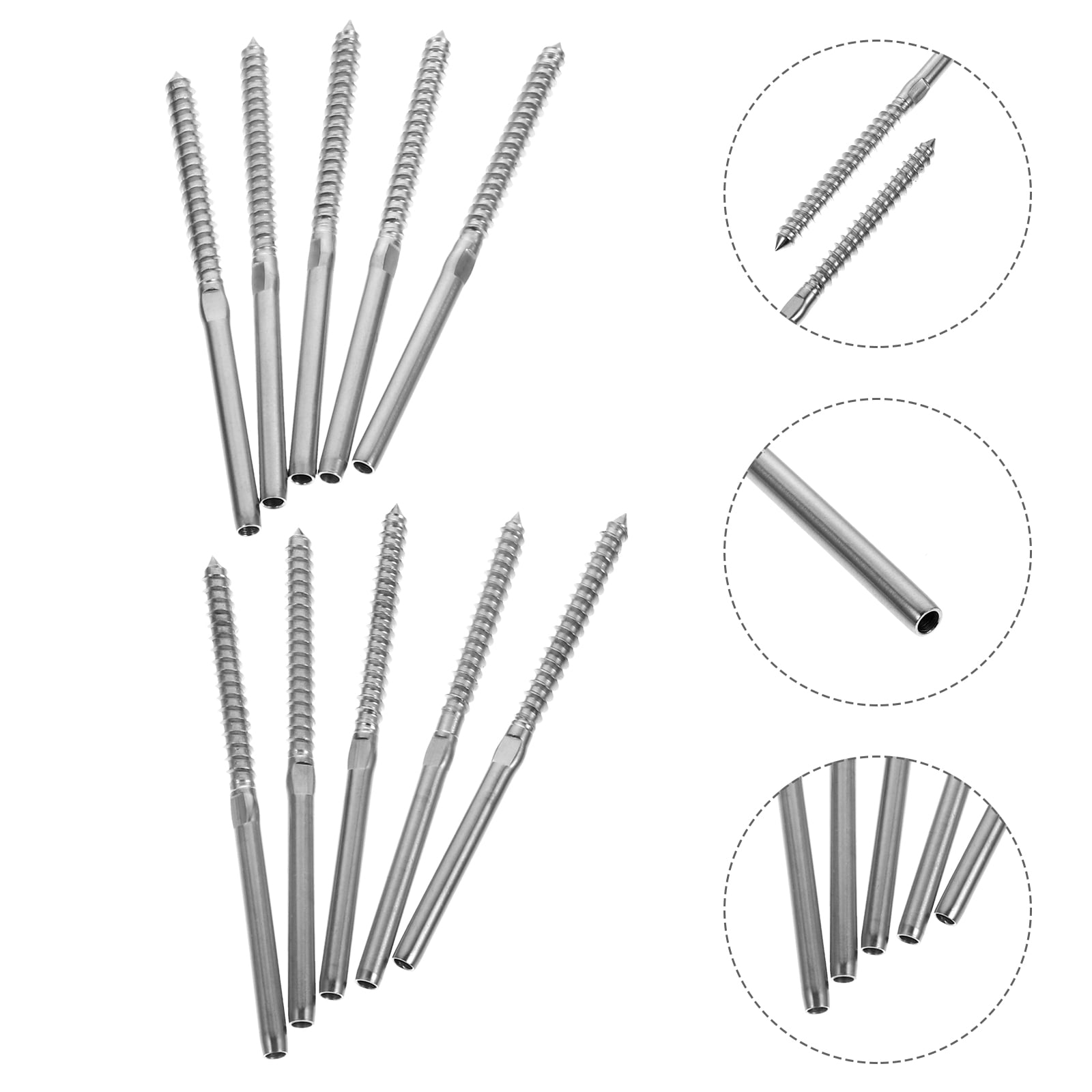 OUNONA 10pcs Stainless Steel Stair Deck Cable Railing Lag Screws ...