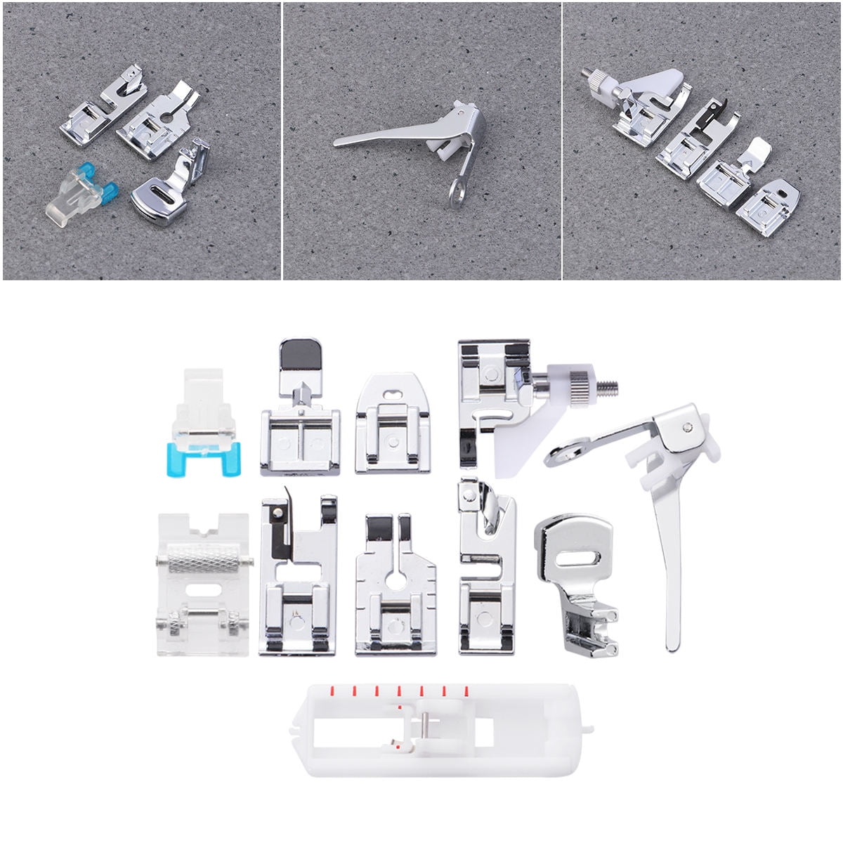 OUNONA 11PCS/Set English Version Home Multiple Use Pressure Foot Sewing Machine Presser Foot ...