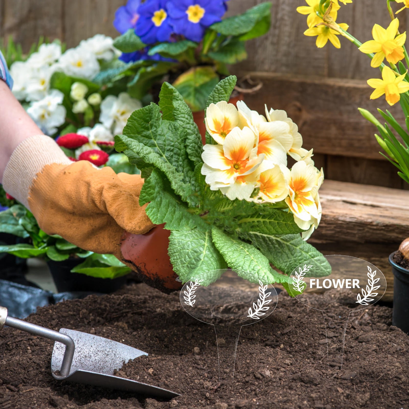 OUNONA 12 Pcs Acrylic Garden Plant Markers Diy Plant Label Stakes For ...