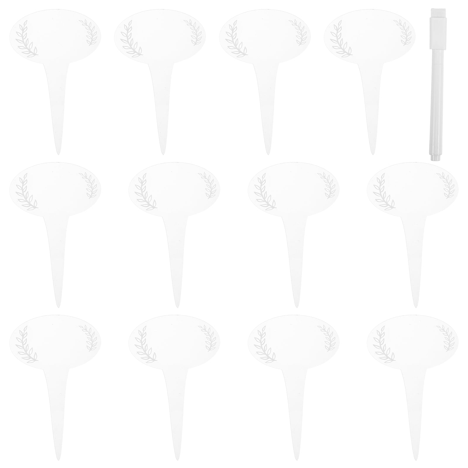 OUNONA 12 Pcs Acrylic Plant Labels With A Marker Pen Garden Sign Boards ...