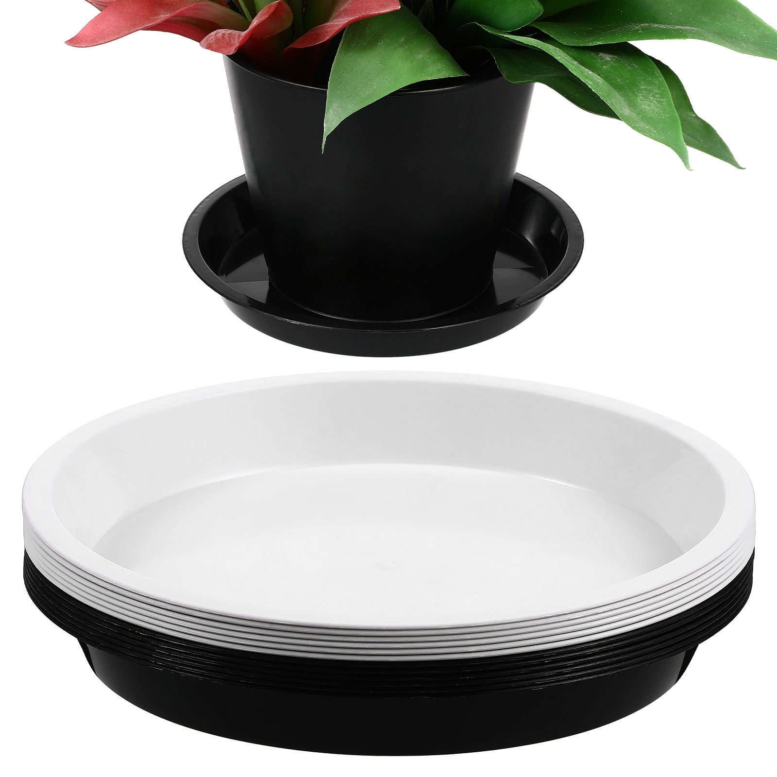 OUNONA 12 Pcs Drip Plant Pots and Saucers Plastic Flower Tray Bottom ...