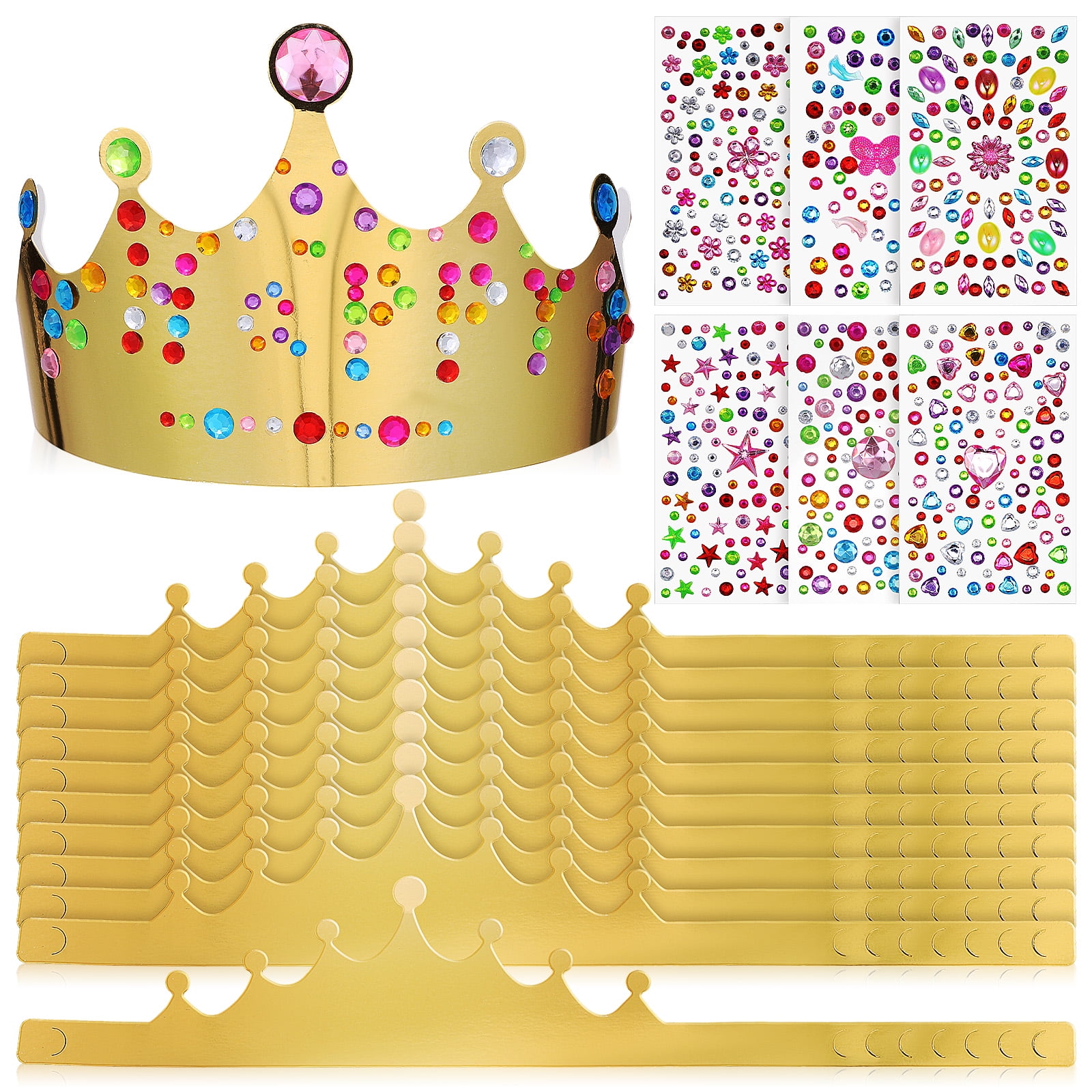 OUNONA 12 Pcs Gold Birthday Crown Hats Crowns for Classroom Paper Neon ...