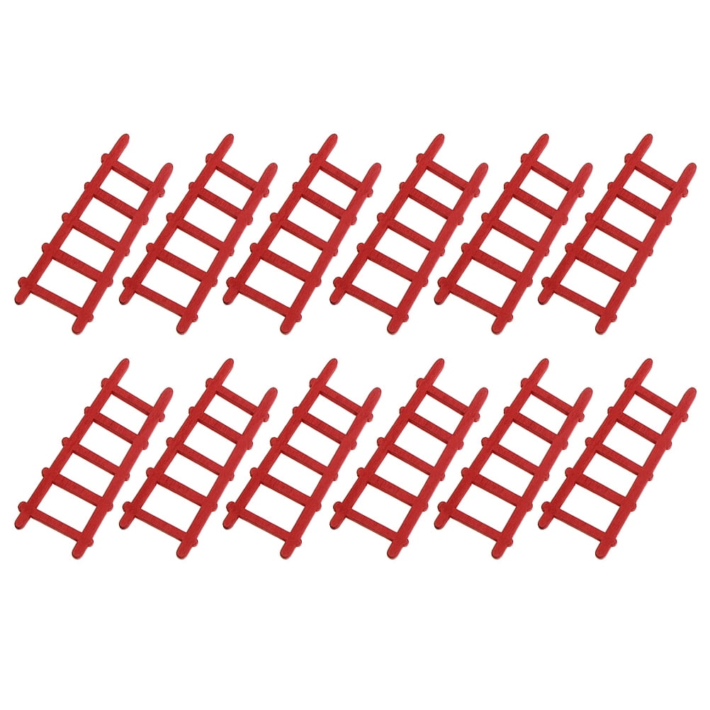 BALAHAPY Mini House Miniature Ladders Wood Red For Home Setting 12Pcs 0 ...