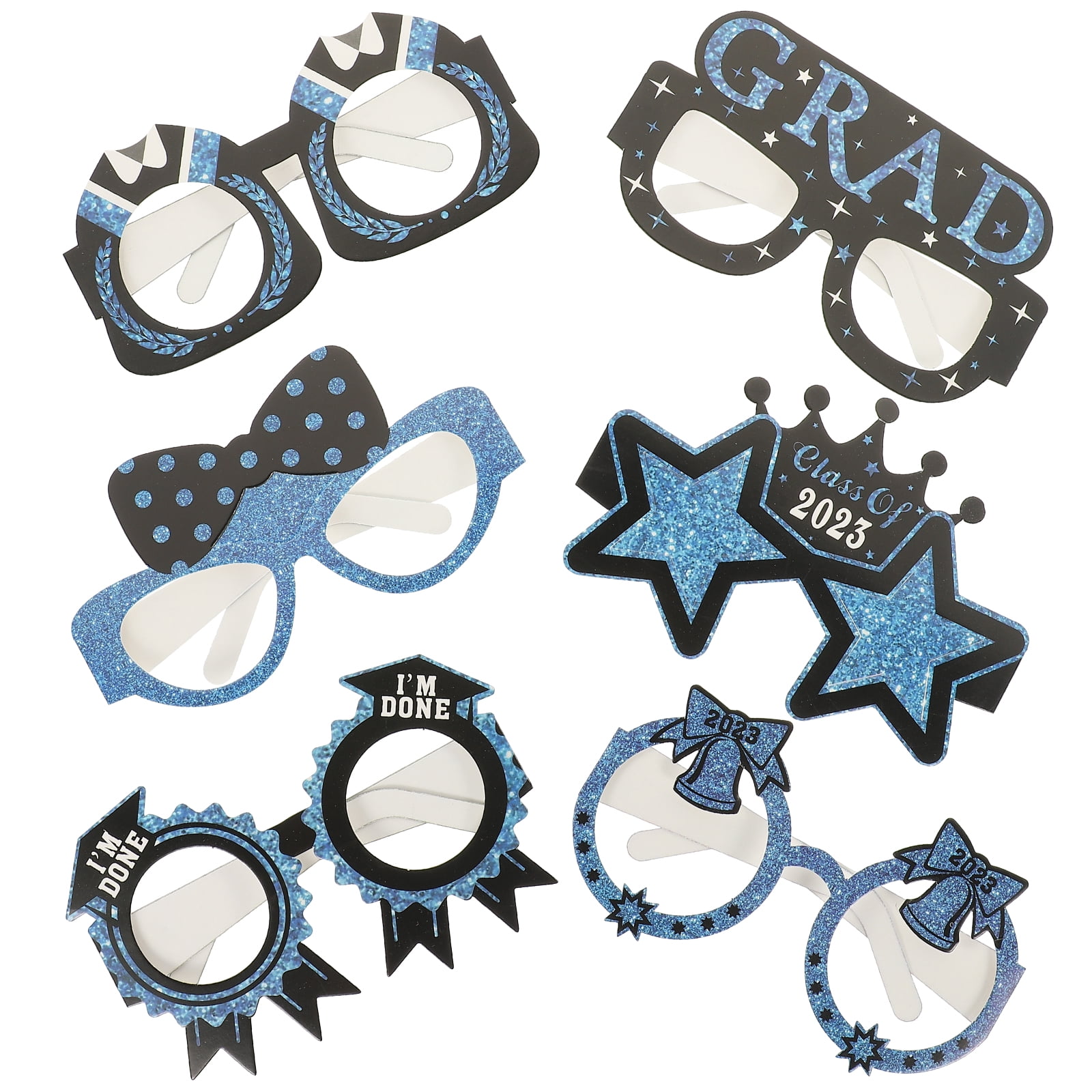 OUNONA 12 Pcs Retro Graduation Photo Props Frames Paper Glasses Party ...