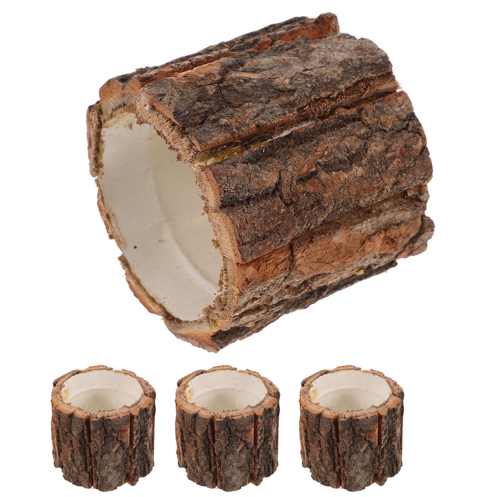 OUNONA 12 Pcs Wood Bark Planter Wood Flower Pot Decorative Rustic ...