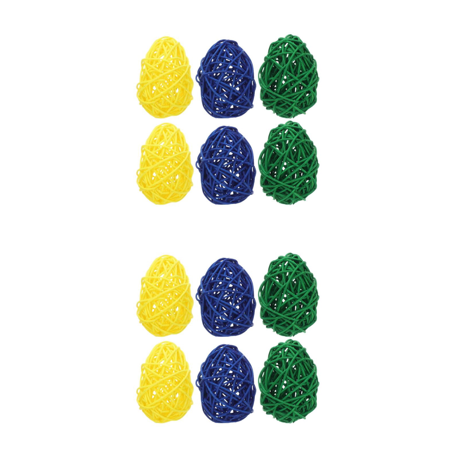 OUNONA 12 pcs Colorful Wicker Rattan Balls Easter Egg Shape Grapevine ...