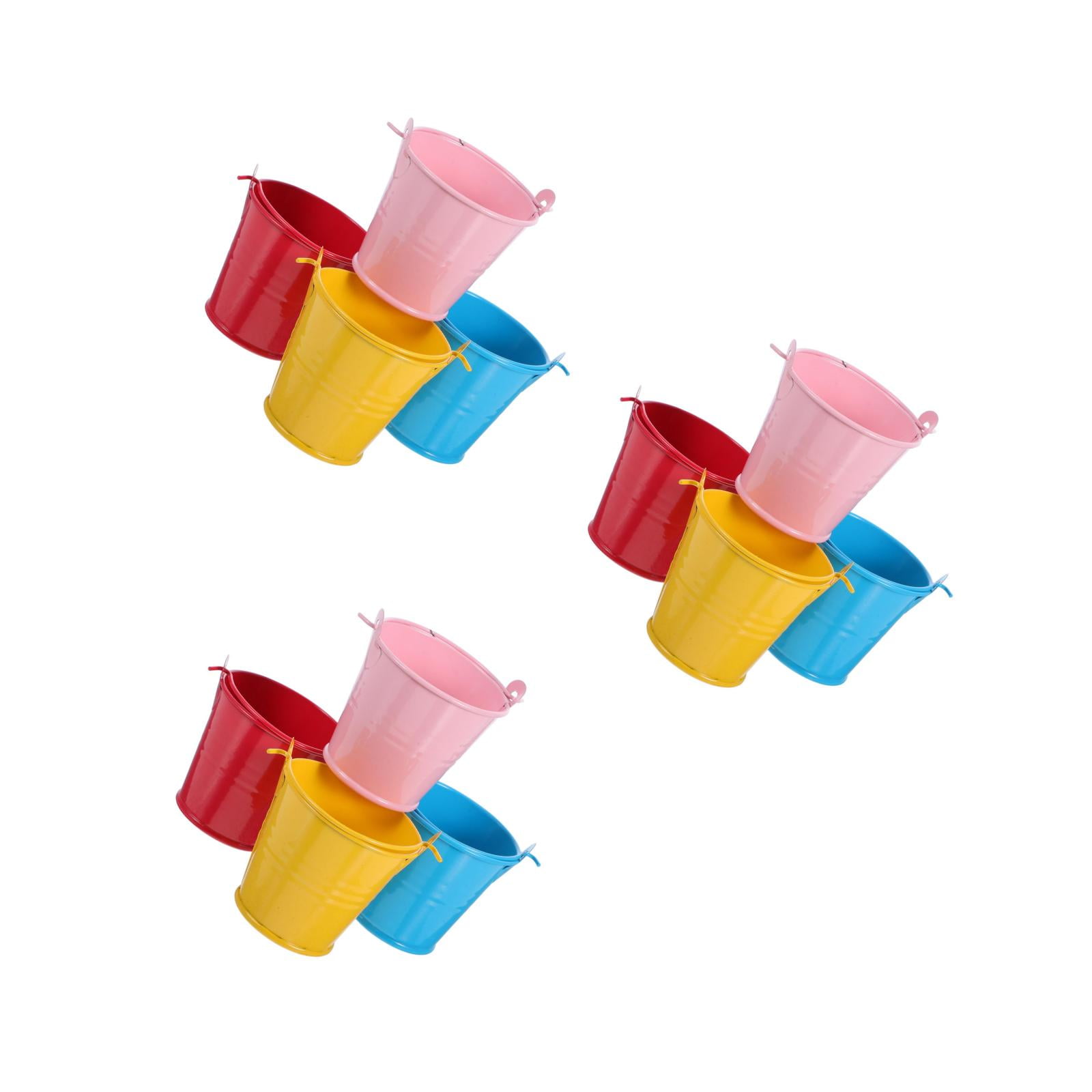 OUNONA 12 pcs Mini Iron Buckets Cute Colored Tin Pails Decorative ...