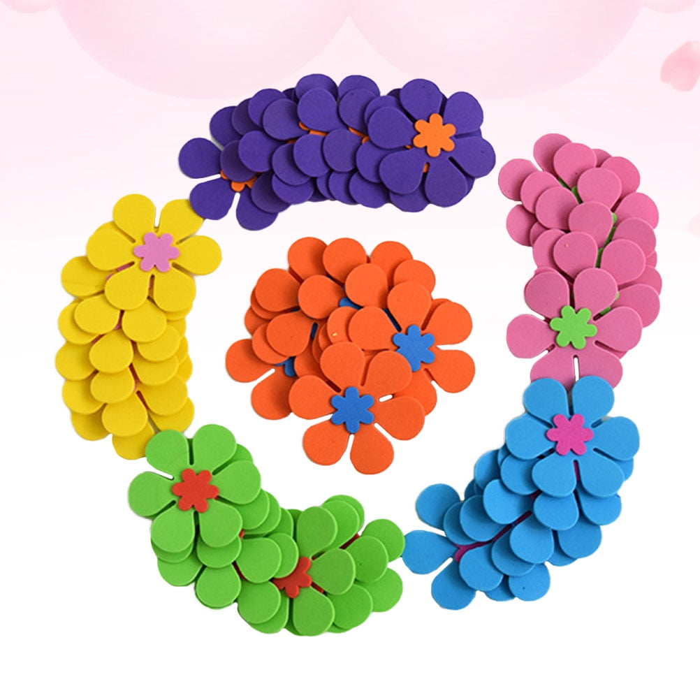 OUNONA 120 Pcs Kids Preschool Decorative Foam Flowers Foam Flower ...