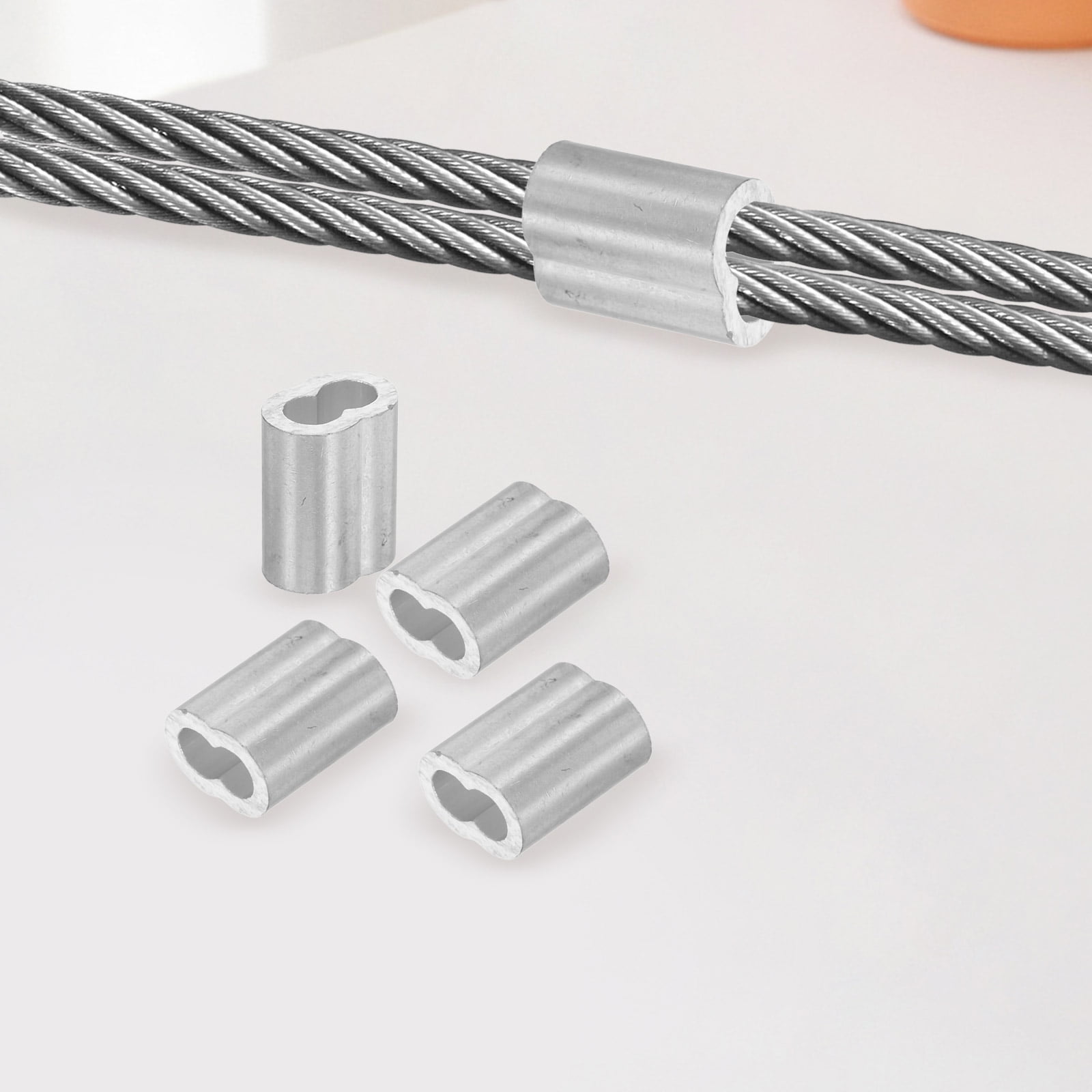 OUNONA 120pcs Aluminum Crimping Loop Sleeve For Wire Rope Cable Ferrule ...