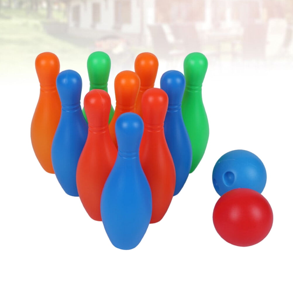 Tineasur Bowling Toy Set Assorted Color 10 Pcs Target Bottle and 2 Pcs ...