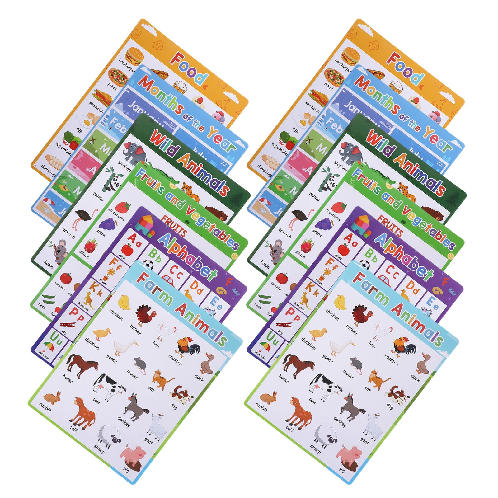 OUNONA 12-Piece Cognitive Development Posters Set for Early Learning ...