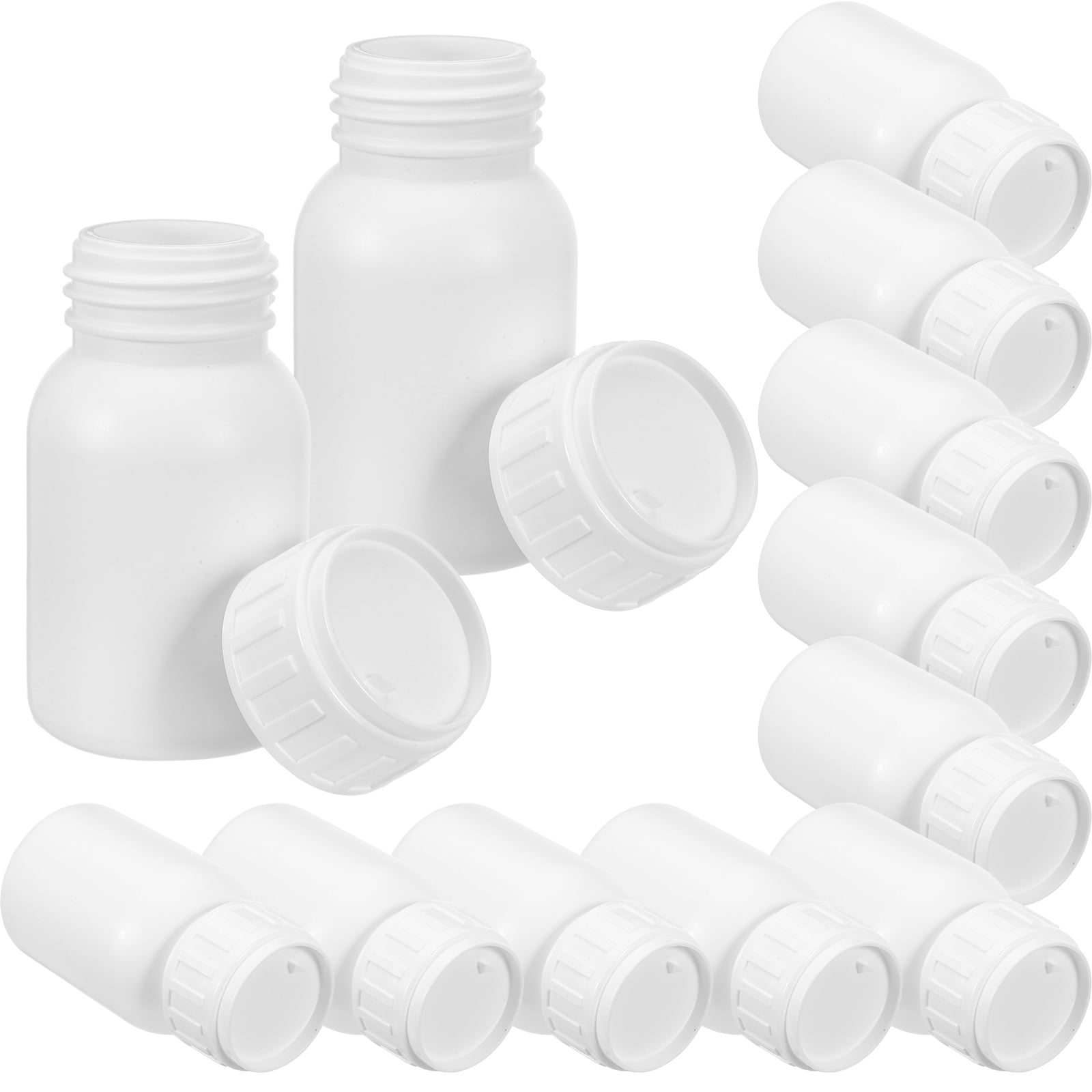 OUNONA 12Pcs Screw Cap Reagent Container 50Ml White Plastic Lab Bottle ...