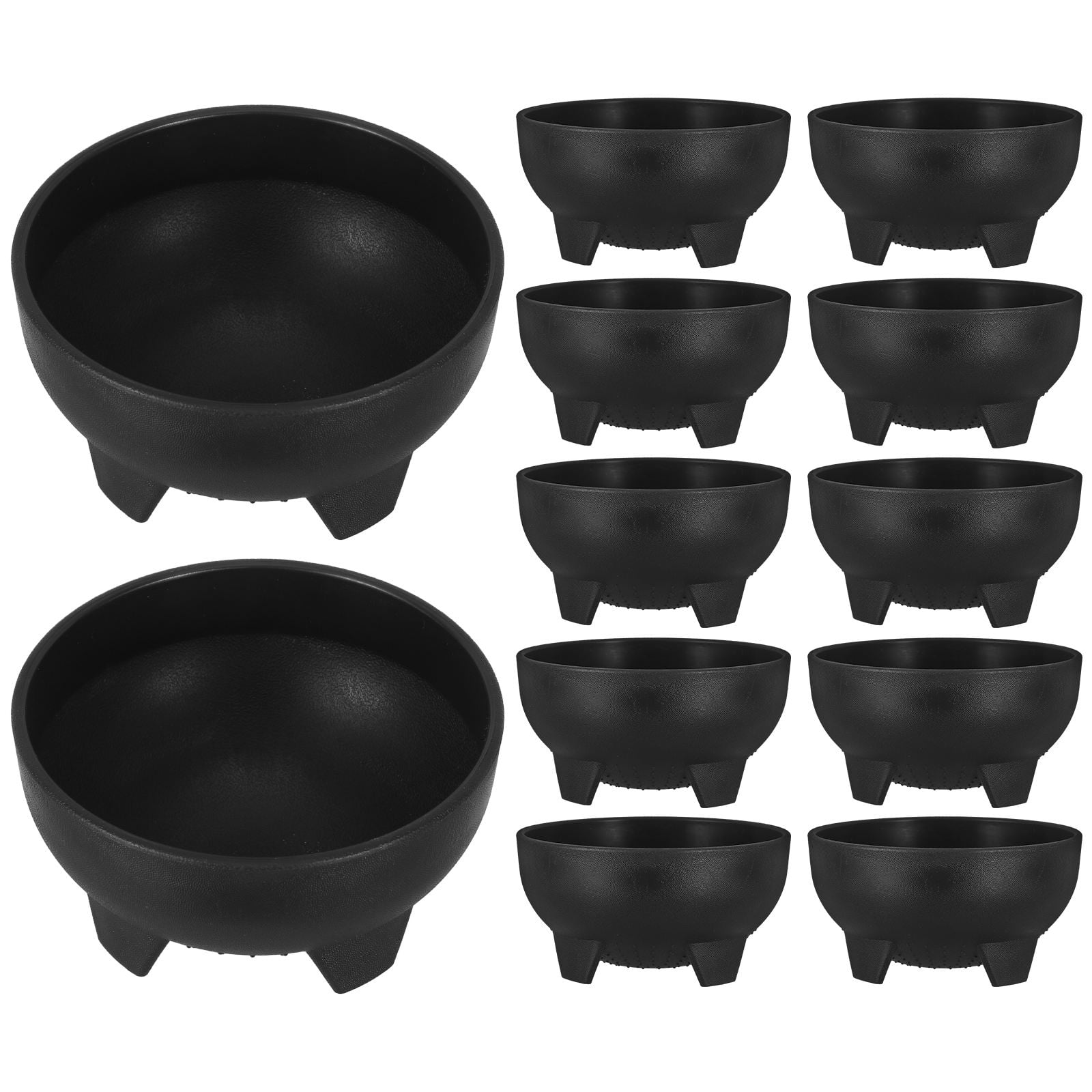 OUNONA 12Pcs Reusable Mexican Salsa Bowls Black Plastic Multiuse Snack ...