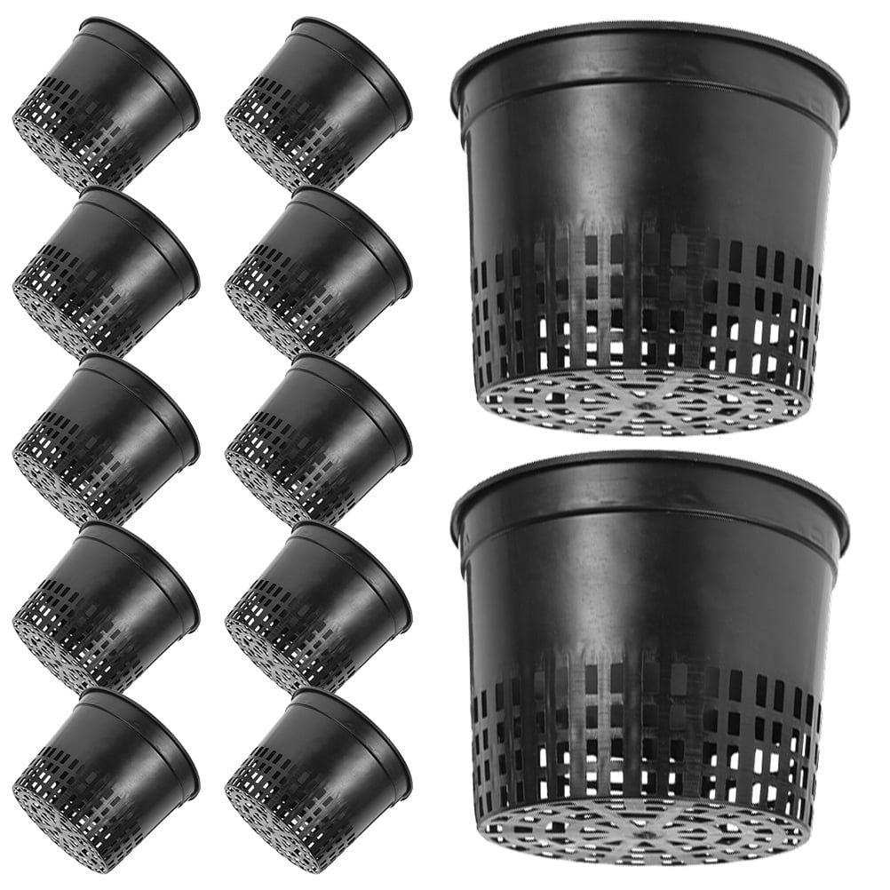 OUNONA 12Pcs Slotted Mesh Net Pots Mesh Planting Cups Plastic Reusable ...