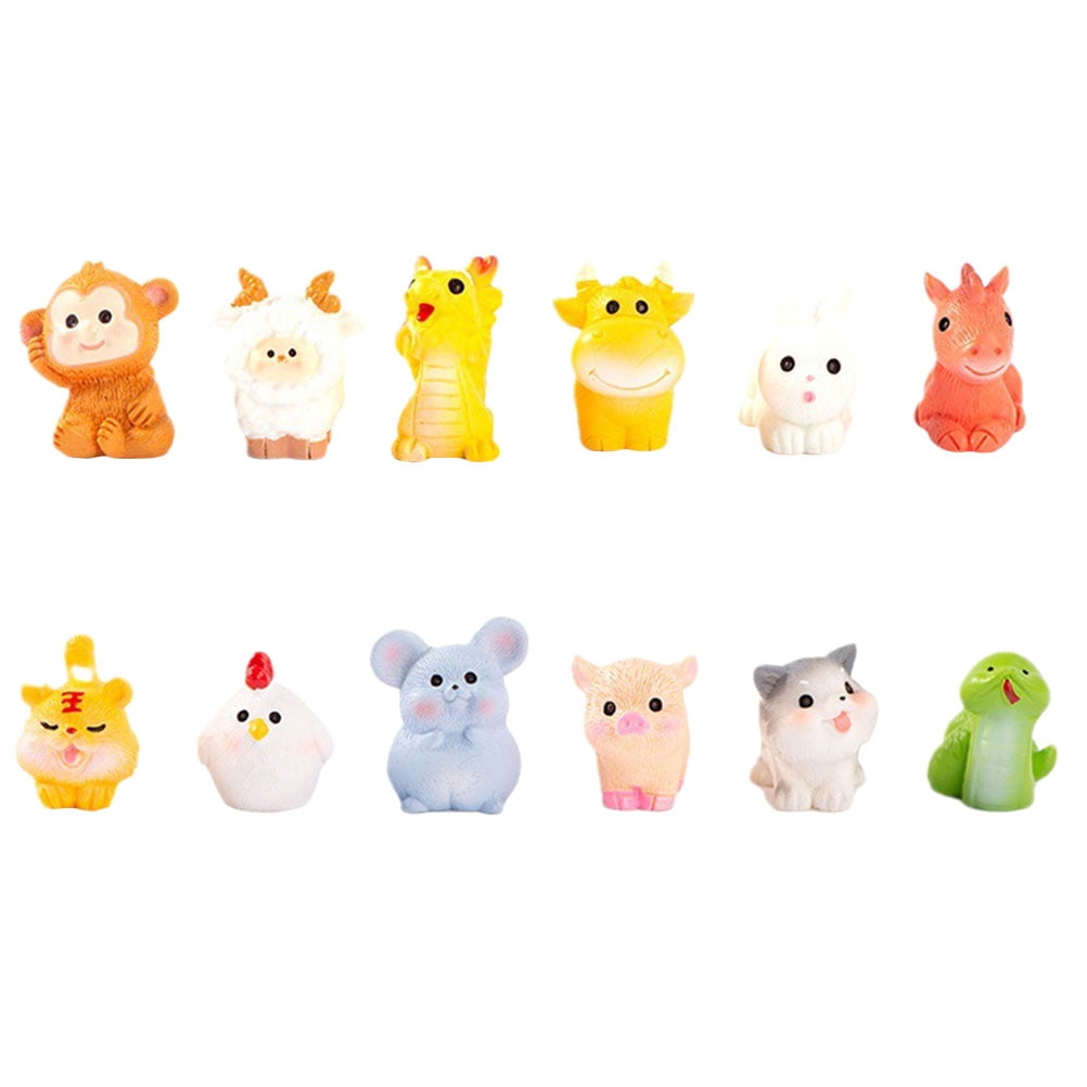 OUNONA 12pcs Cute Mini Animal Figurines Set Lovely Miniature Animal ...