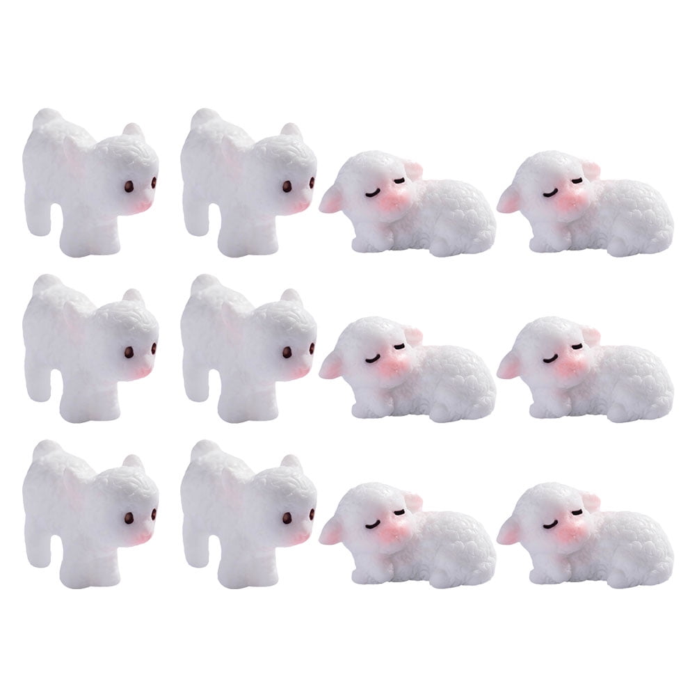 OUNONA 12pcs Cute Miniature Sheep Figurines Mini Resin Lamb Decorations ...